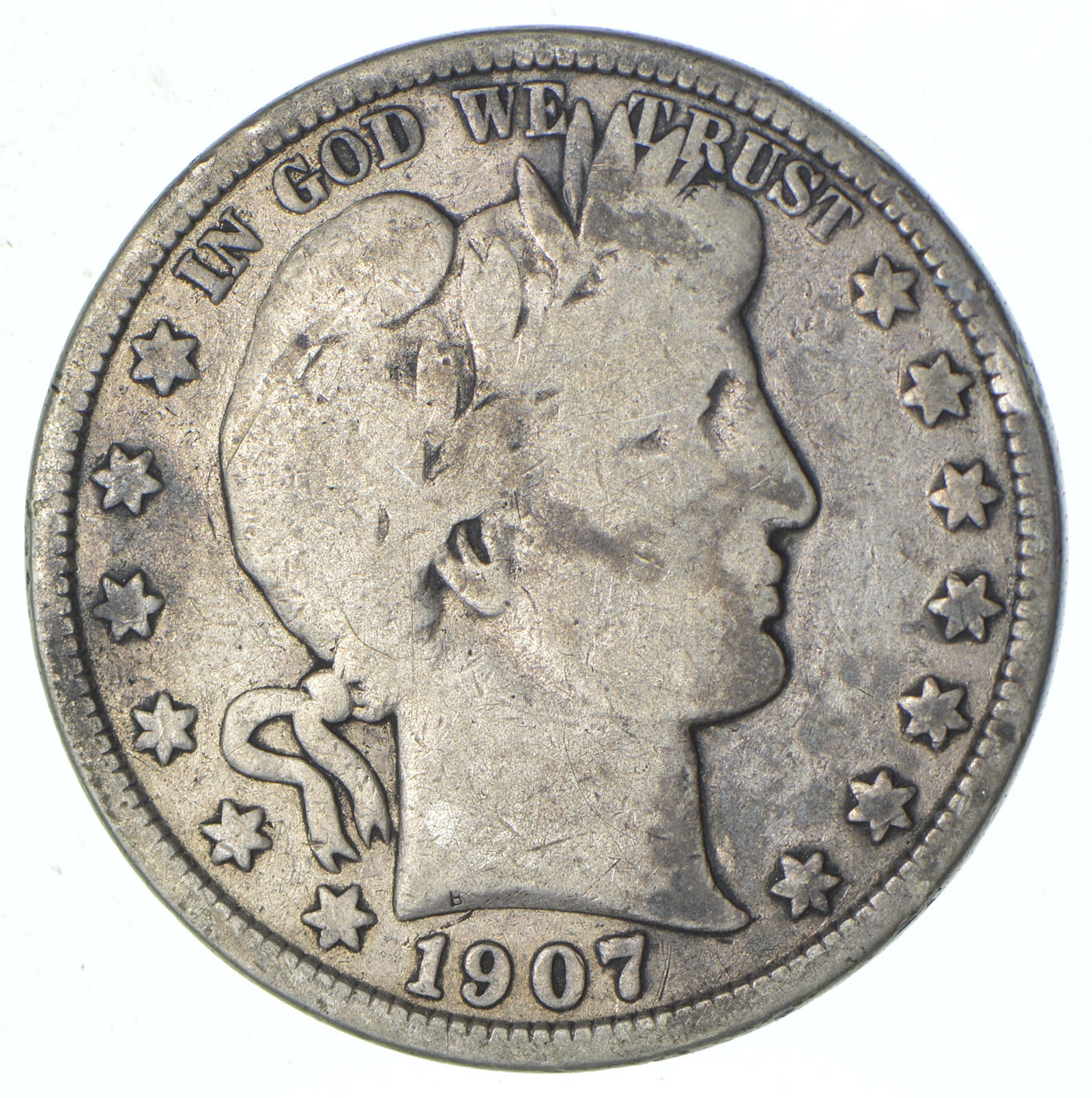 50c United States Coin - 1907-D Liberty Barber 90% Silver US Half ...