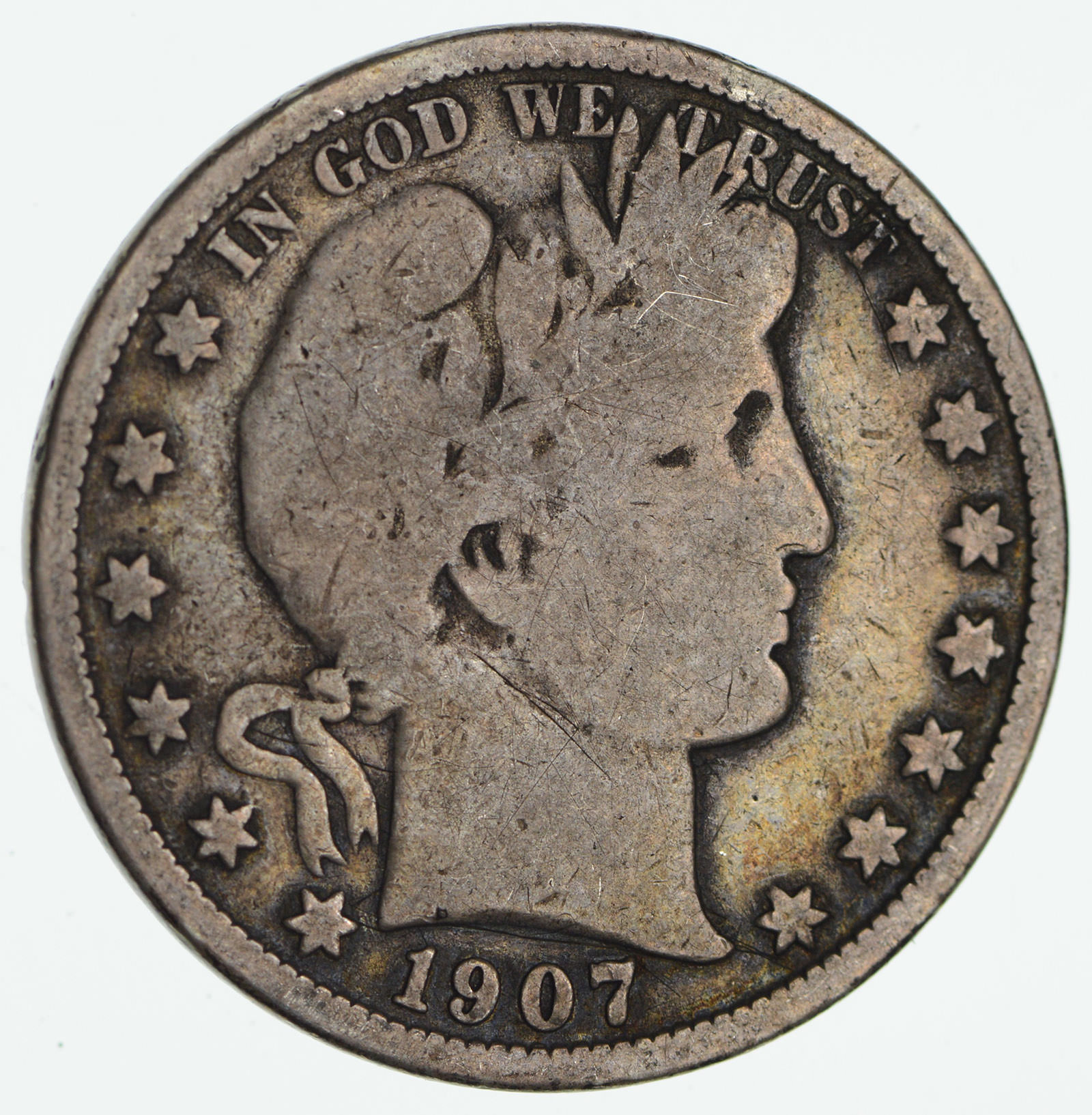 50c United States Coin - 1907-O Liberty Barber 90% Silver US Half ...