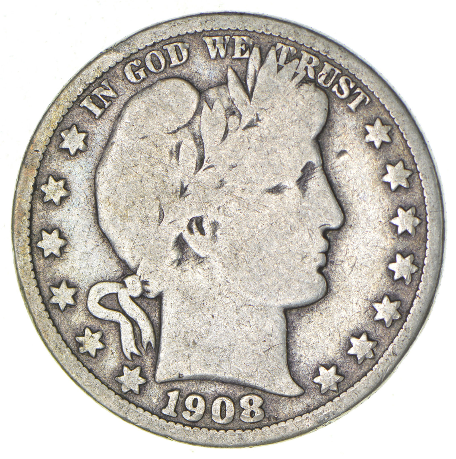 50c United States Coin - 1908-O Liberty Barber 90% Silver US Half ...