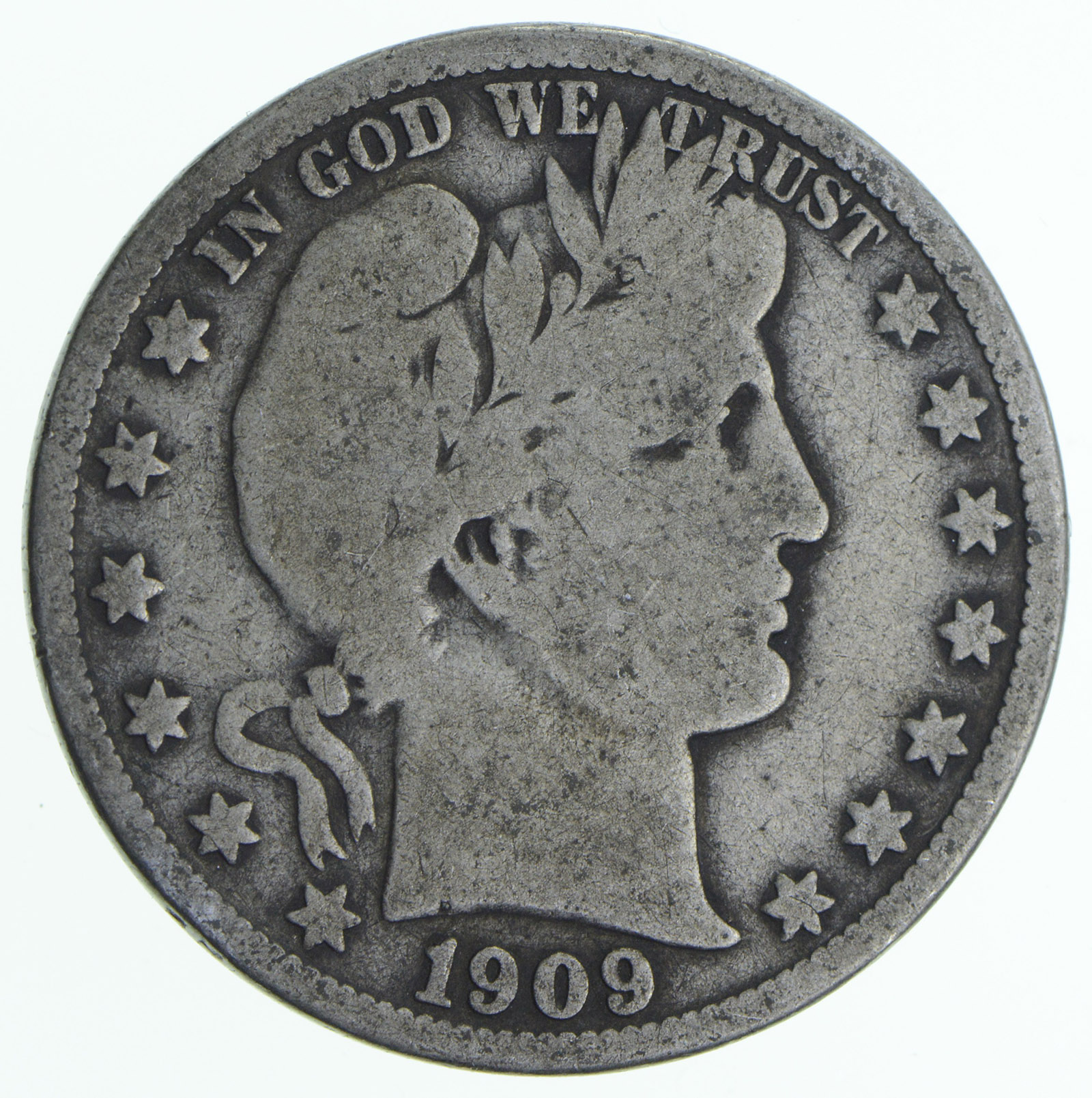 50c United States Coin - 1909 Liberty Barber 90% Silver US Half Dollar ...