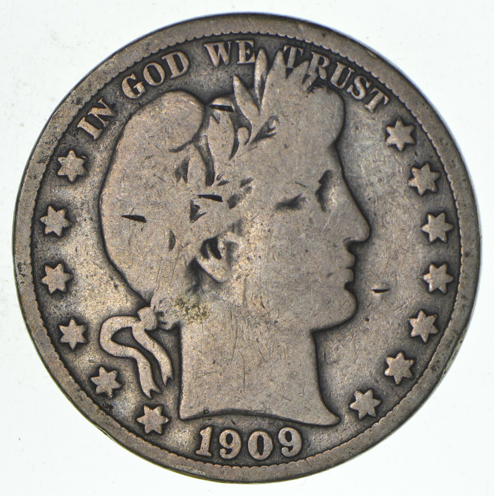 50c United States Coin - 1909 Liberty Barber 90% Silver US Half Dollar ...