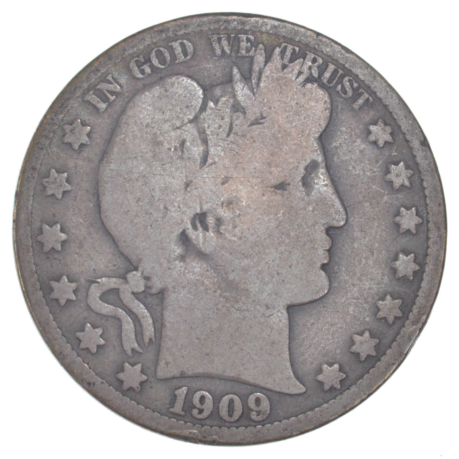 50c United States Coin - 1909 Liberty Barber 90% Silver US Half Dollar ...
