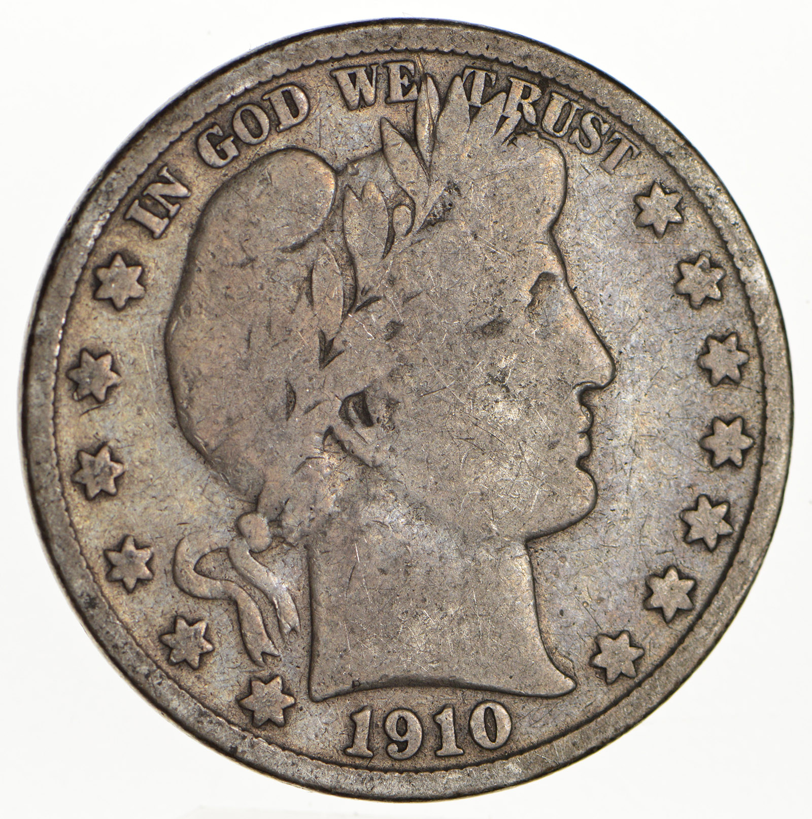 50c United States Coin 1910 S Liberty Barber 90 Silver US Half