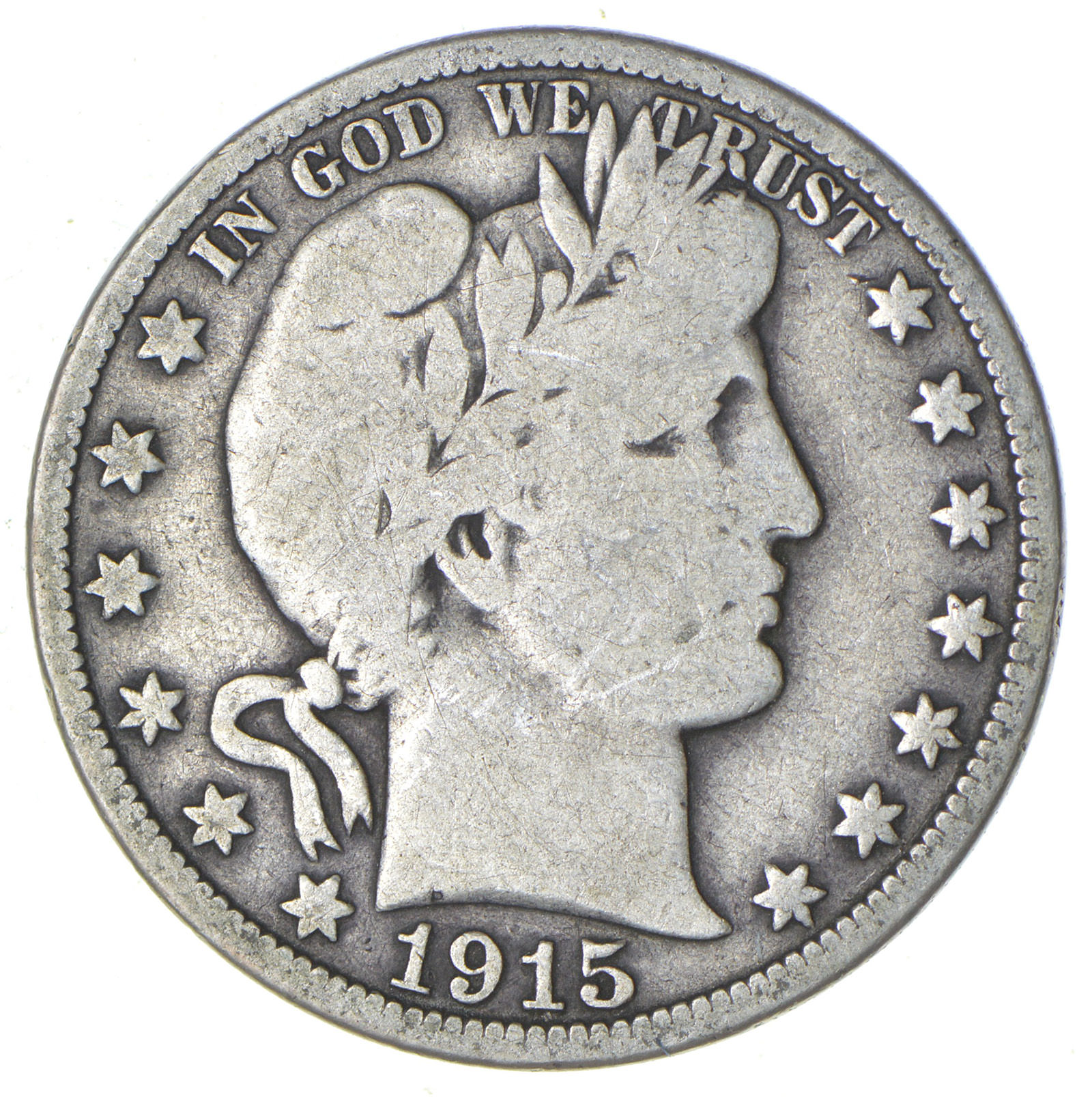 50c United States Coin - 1915-D Liberty Barber 90% Silver US Half ...