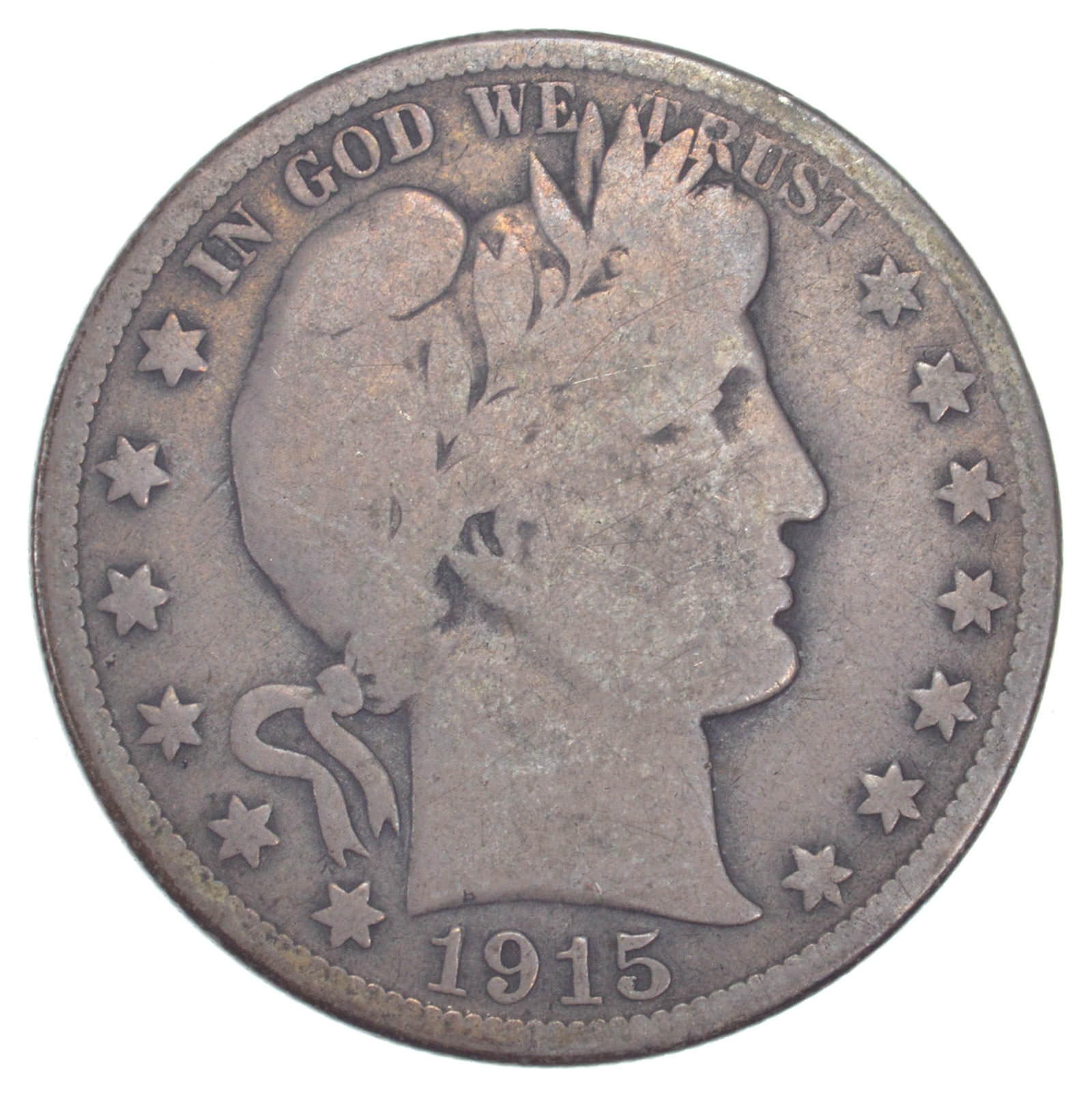 50c United States Coin - 1915-D Liberty Barber 90% Silver US Half ...