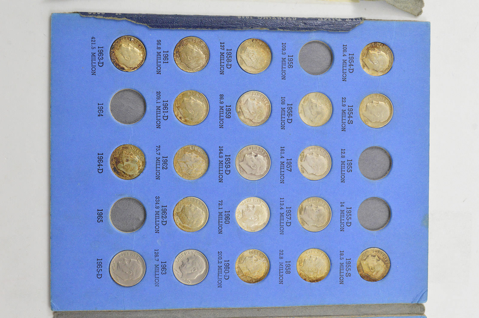 54 Coins 1946-1965 Roosevelt Dime Collection Album Set W/ Silver ...