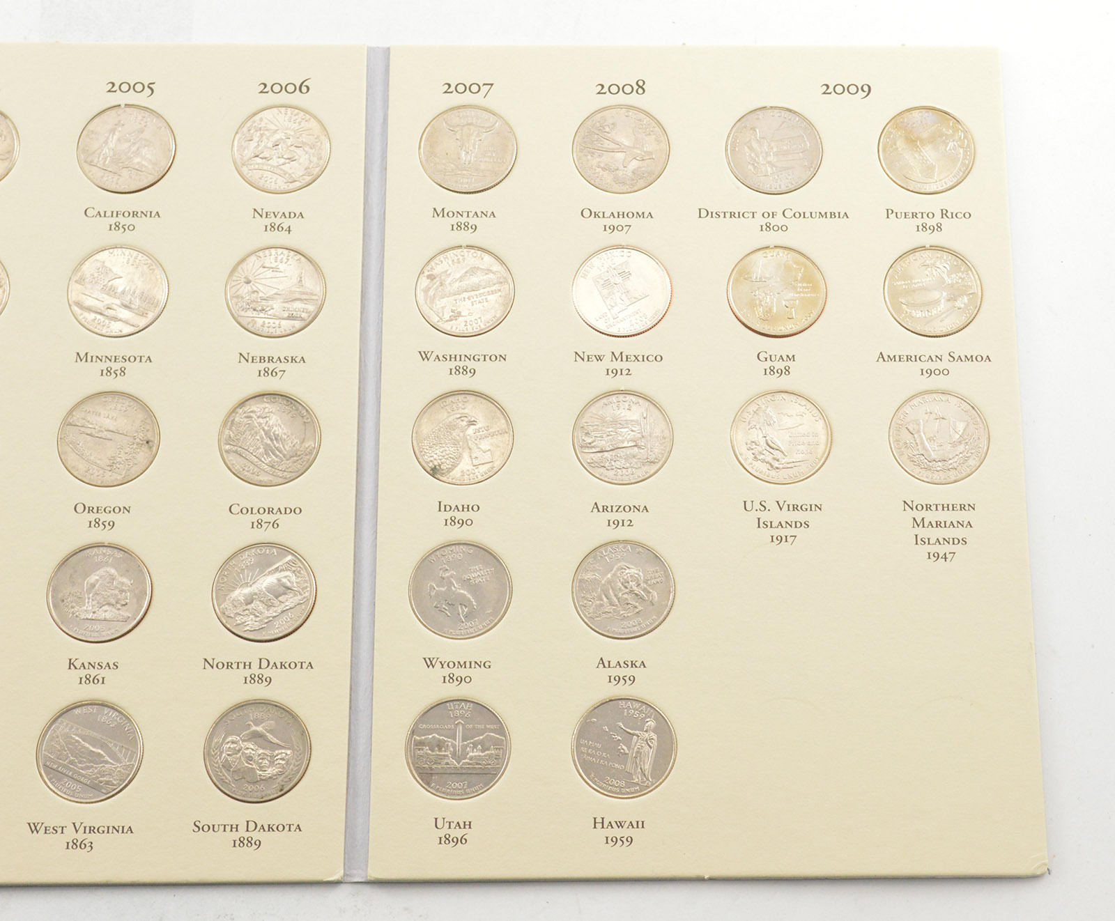 56 Coins Statehood 1999-2009 Washington Quarter Collection Set ...