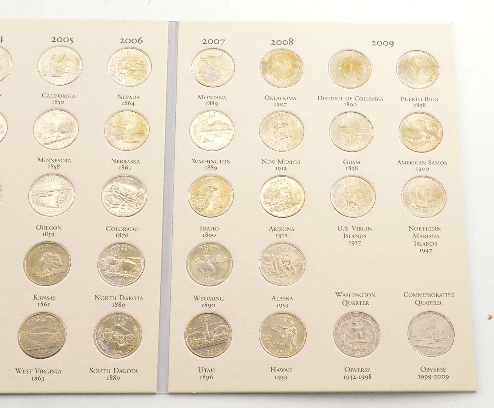 58 Coins Statehood 1999-2008 Washington Quarter Collection Set ...