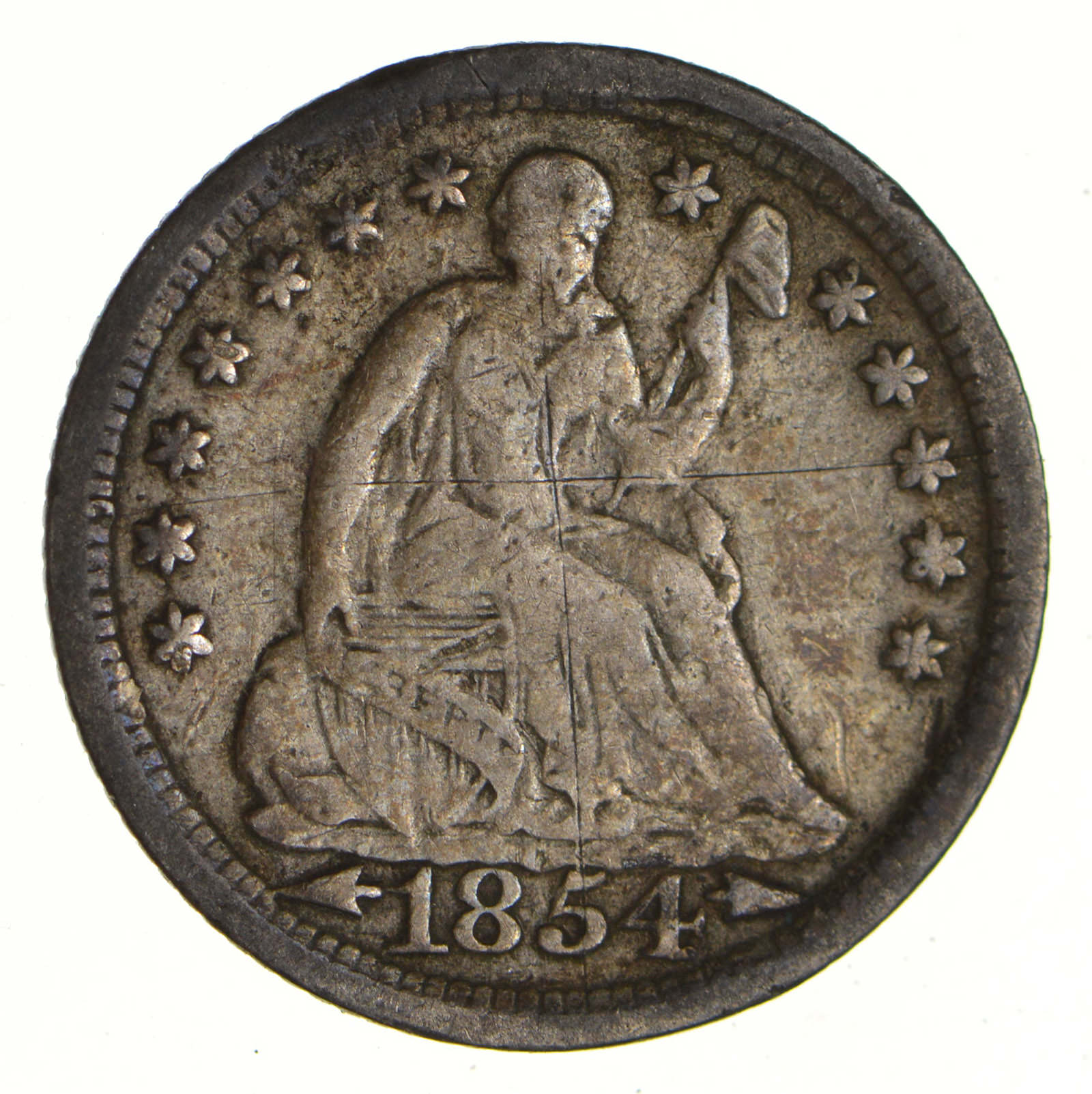 5c ***1/2 Dime HALF** - 1854 Seated Liberty Half Dime - Early American ...