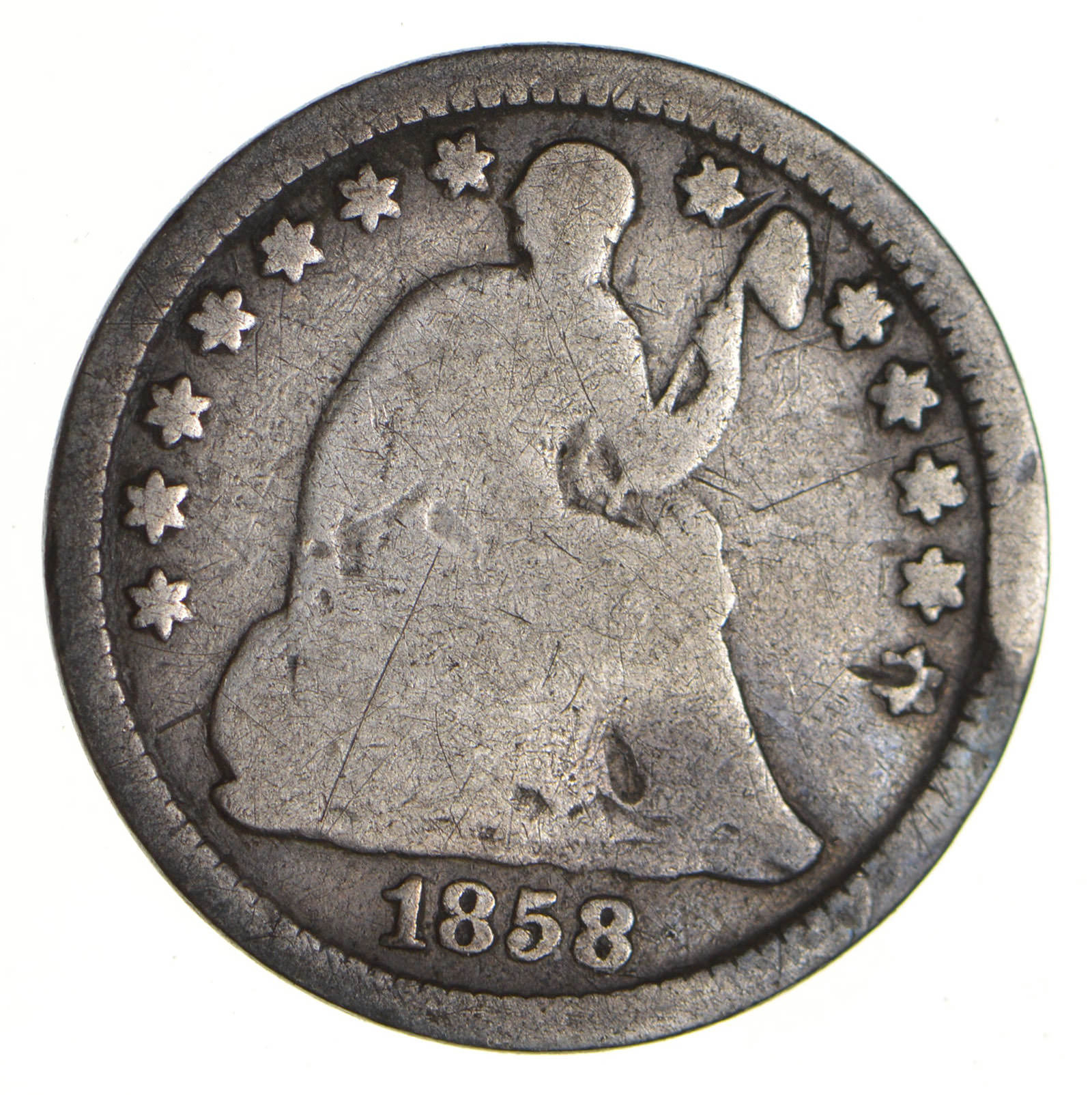 5c ***1/2 Dime HALF** - 1858-O Seated Liberty Half Dime - Early ...