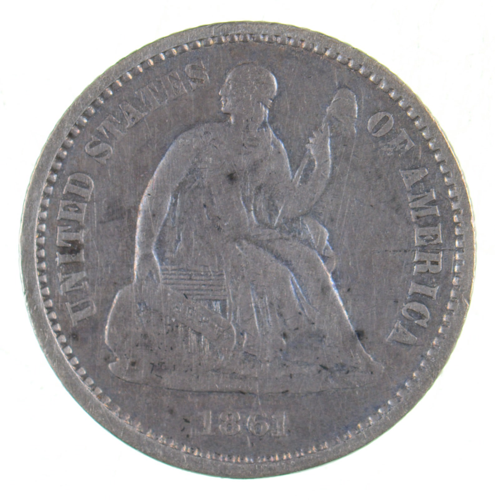 5c ***1/2 Dime HALF** - 1861 Seated Liberty Half Dime - Early American ...