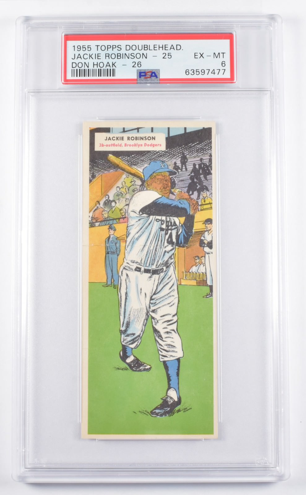 6 EX MT Jackie Robinson Hoak Brooklyn Dodgers 1955 Topps Doublehead PSA ...