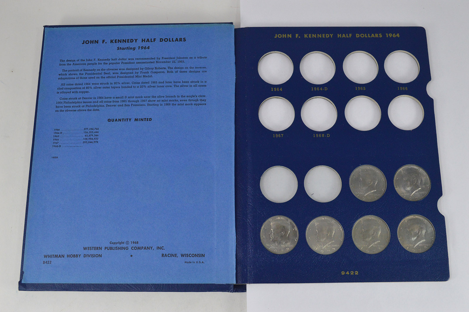 7 Total Coins - John F. Kennedy Halves Partial Set of Coins ...