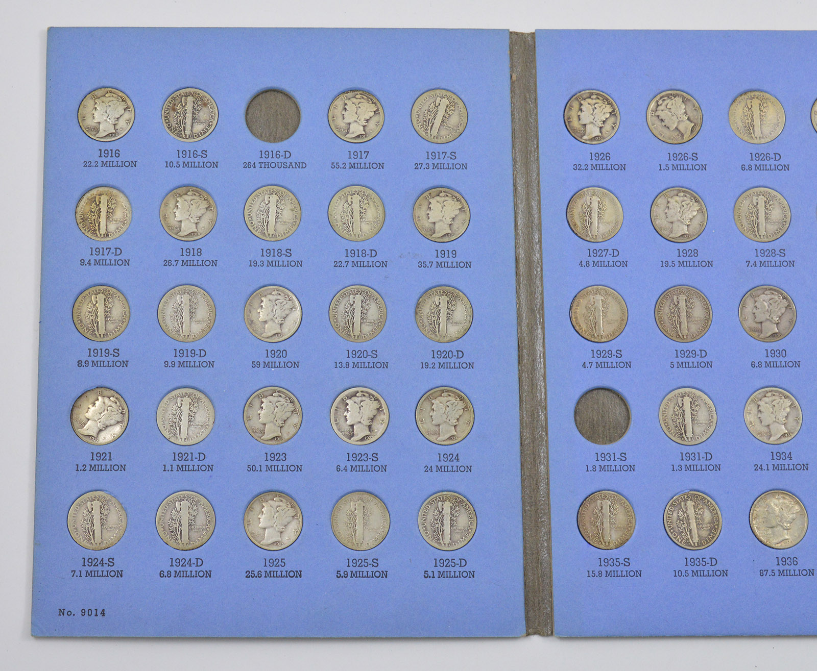 (75 Coins) "Mercury" Head Dime Collection 1916-1945 Inclusive Coin ...