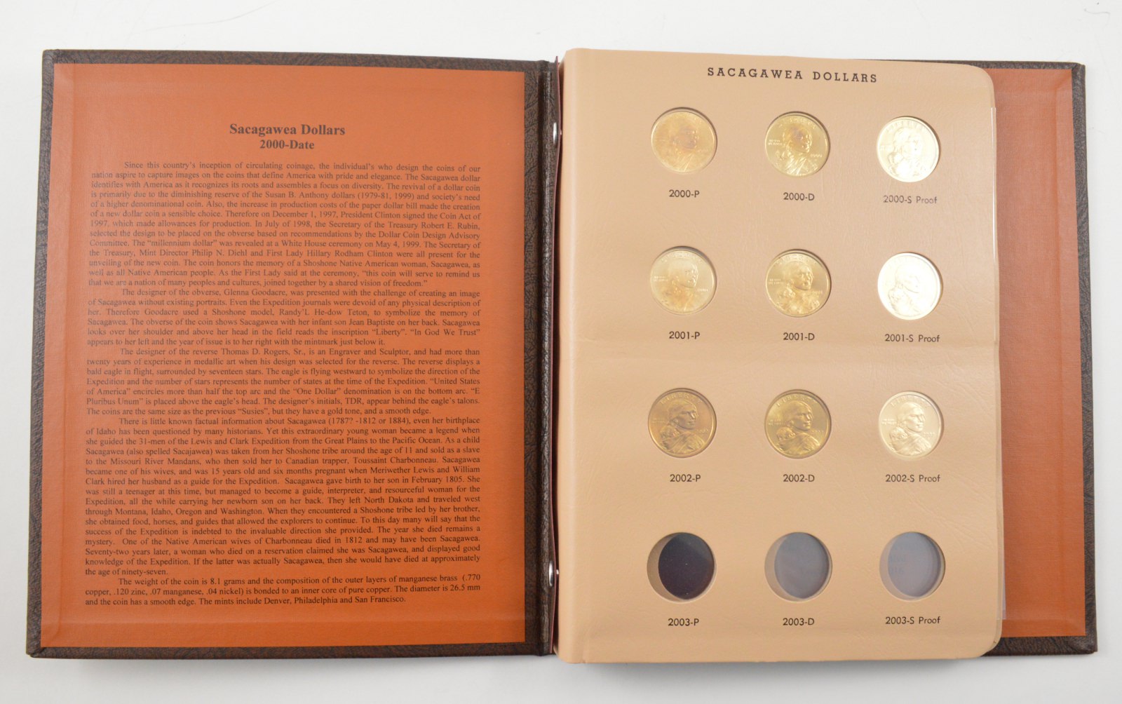 9 Coins Sacagawea Dollar Collection 2000-2002 Dansco Album Set Nearly ...
