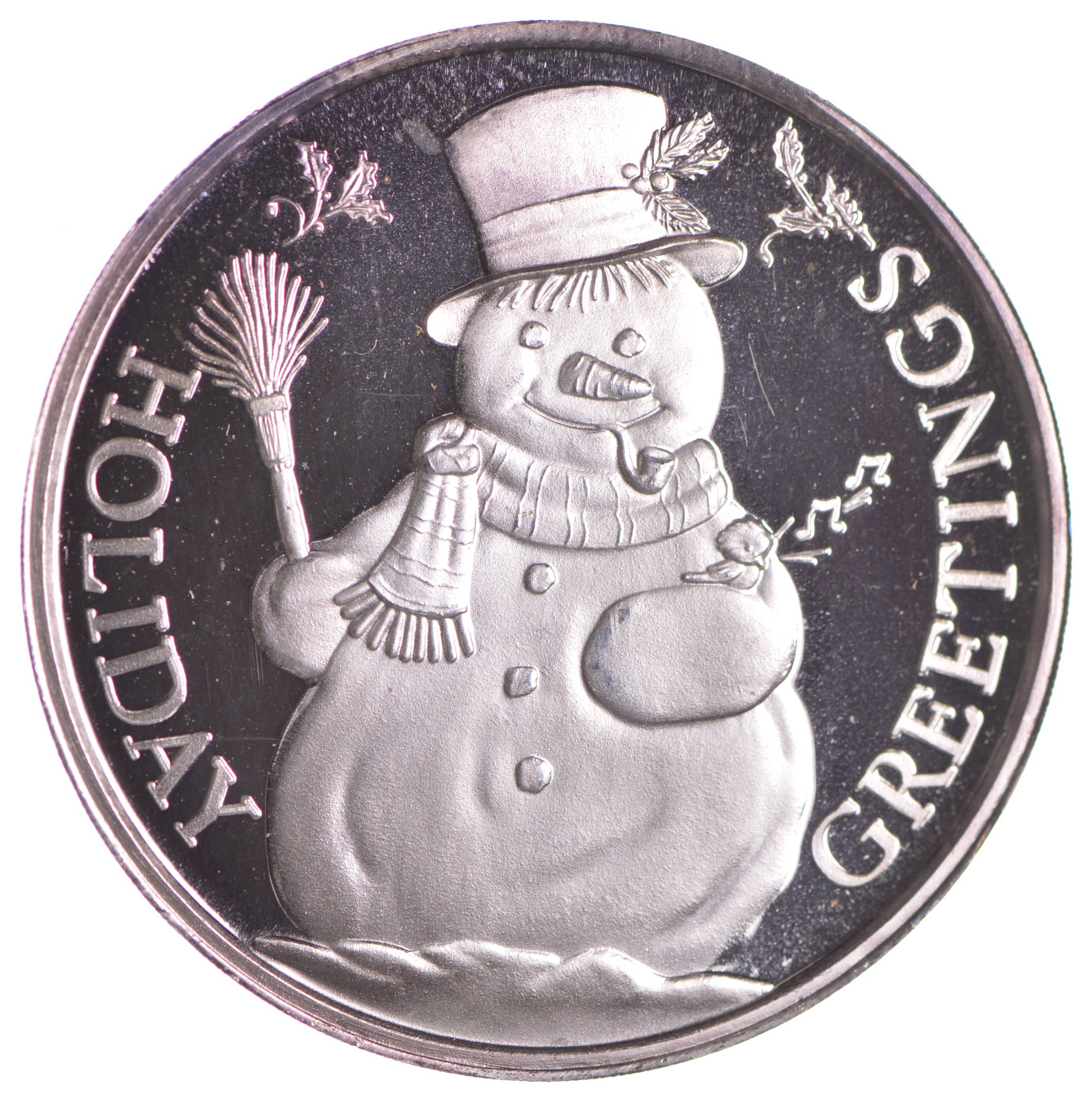 .999 Fine 1 Oz Silver Oz 1994 Holiday Greetings Snowman - Limited ...