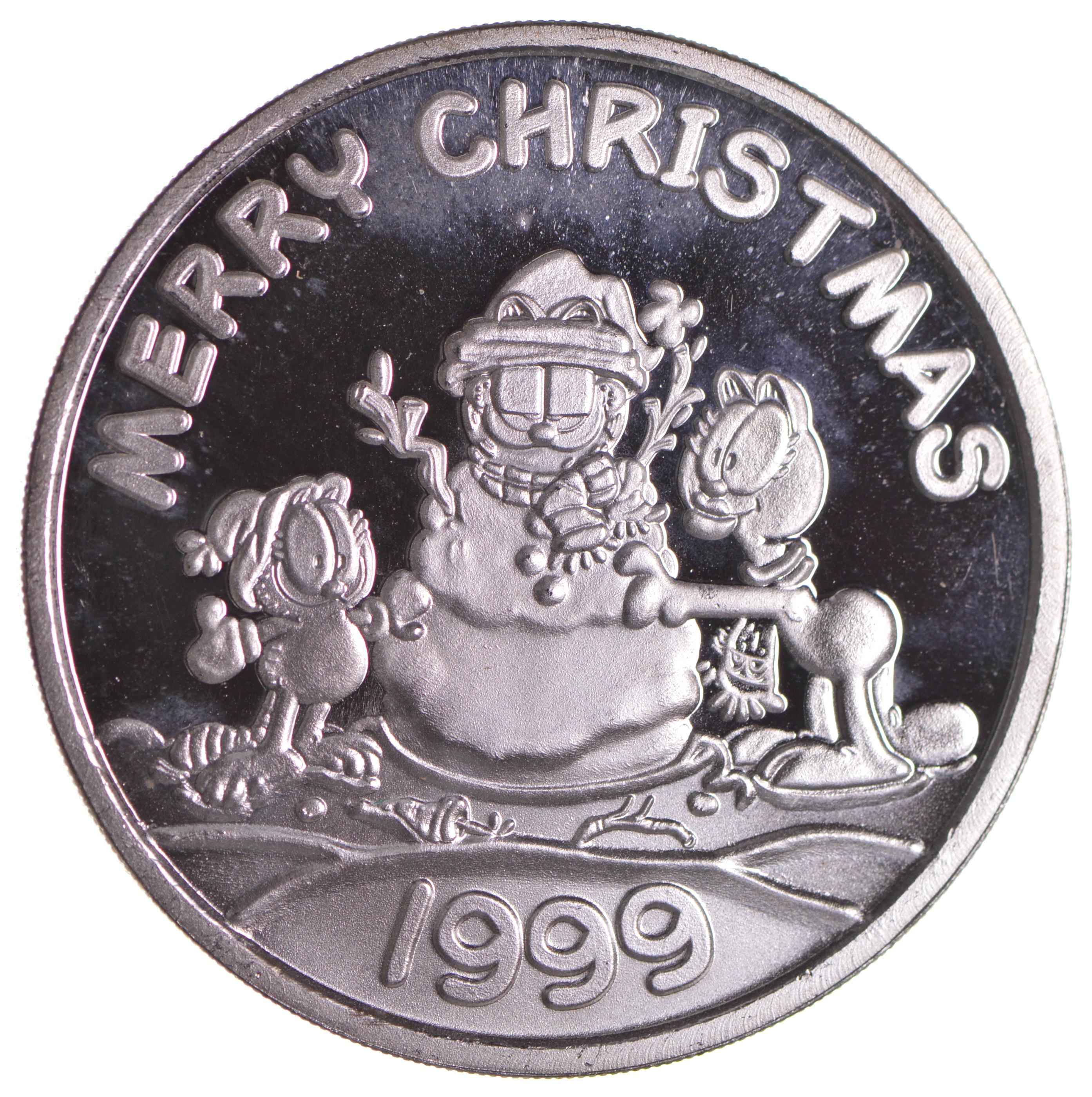 .999 Fine 1 Oz Silver Oz 1999 Merry Christmas Garfield Themed - Limited ...