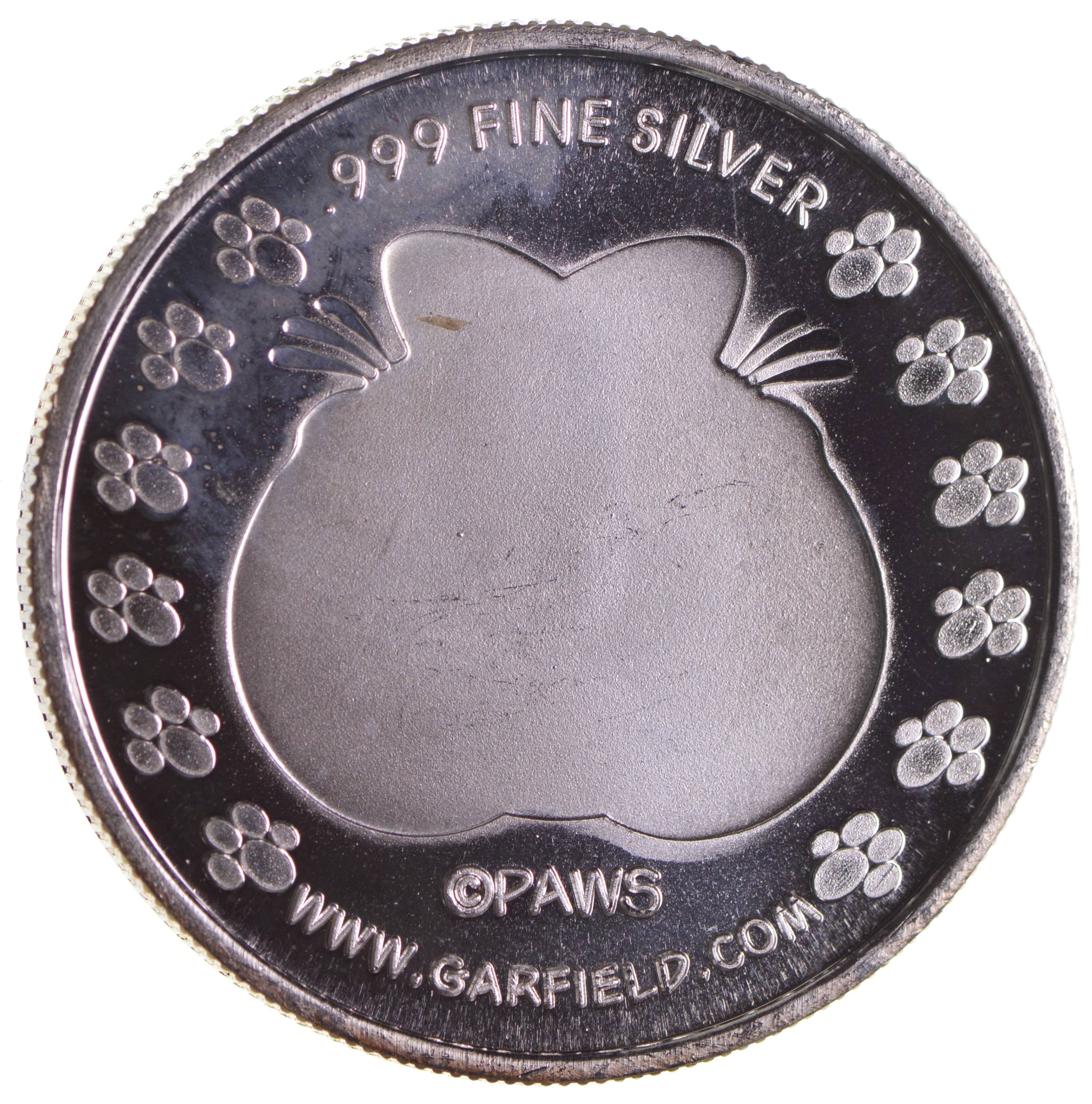 .999 Fine 1 Oz Silver Oz 2010 Season's Greetings Garfield Themed ...