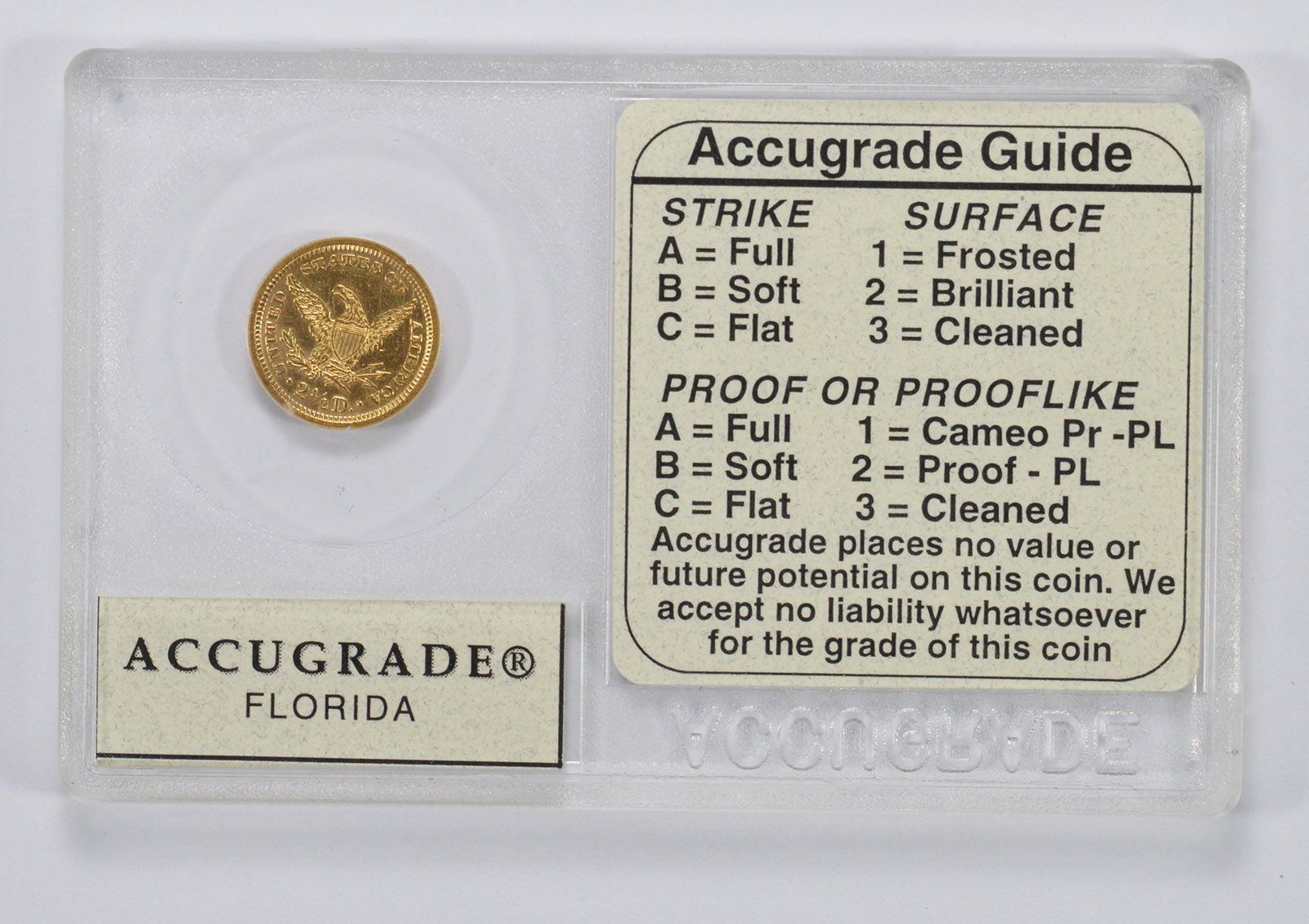 A3-61 1869 $2.50 Liberty Head Gold Quarter Eagle - Accugrade Graded ...