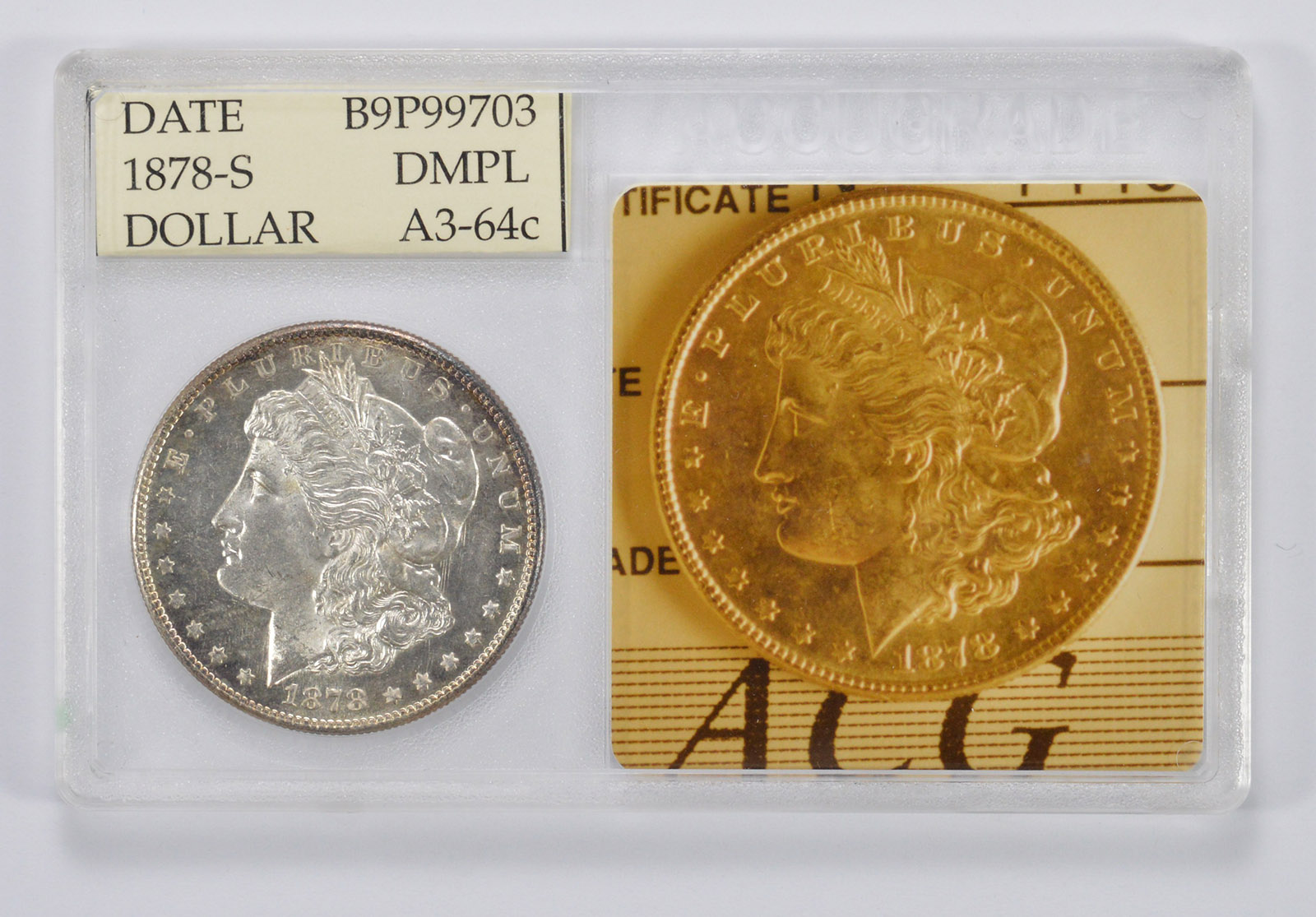 A3-64c DMPL 1878-S Morgan Silver Dollar - Accugrade Graded | Property Room