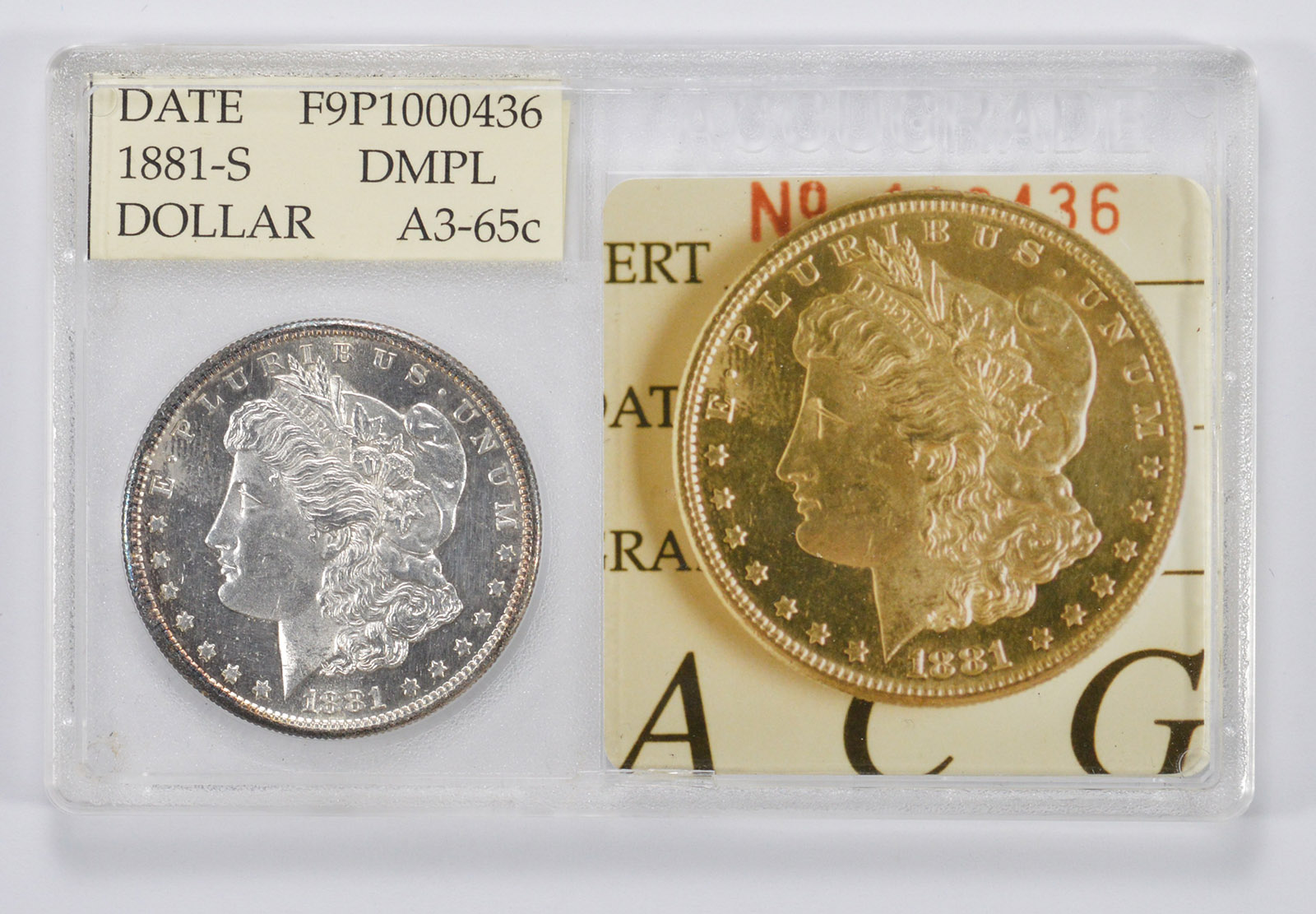 A3-65c 1881-S Morgan Silver Dollar - Accugrade Graded | Property Room