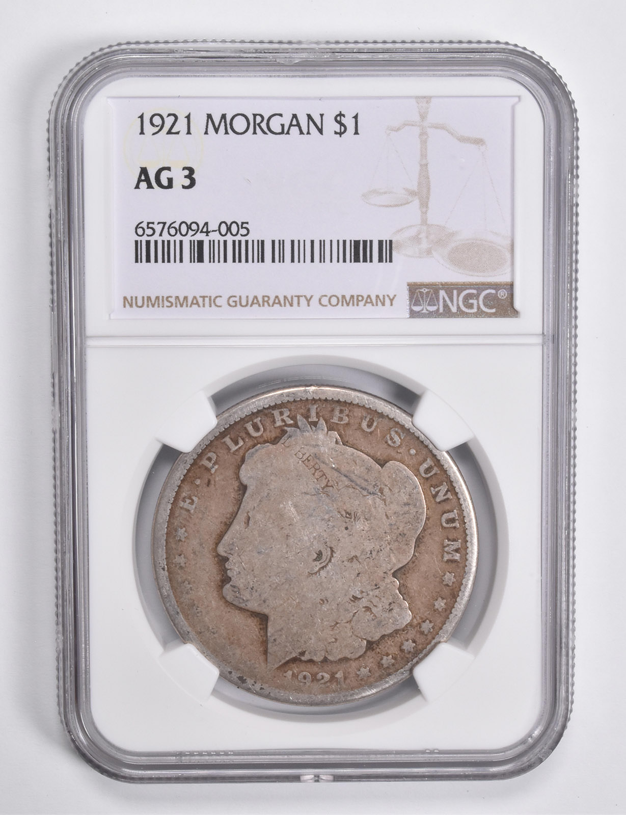AG3 1921 Morgan Silver Dollar NGC Lowball Low Ball | Property Room