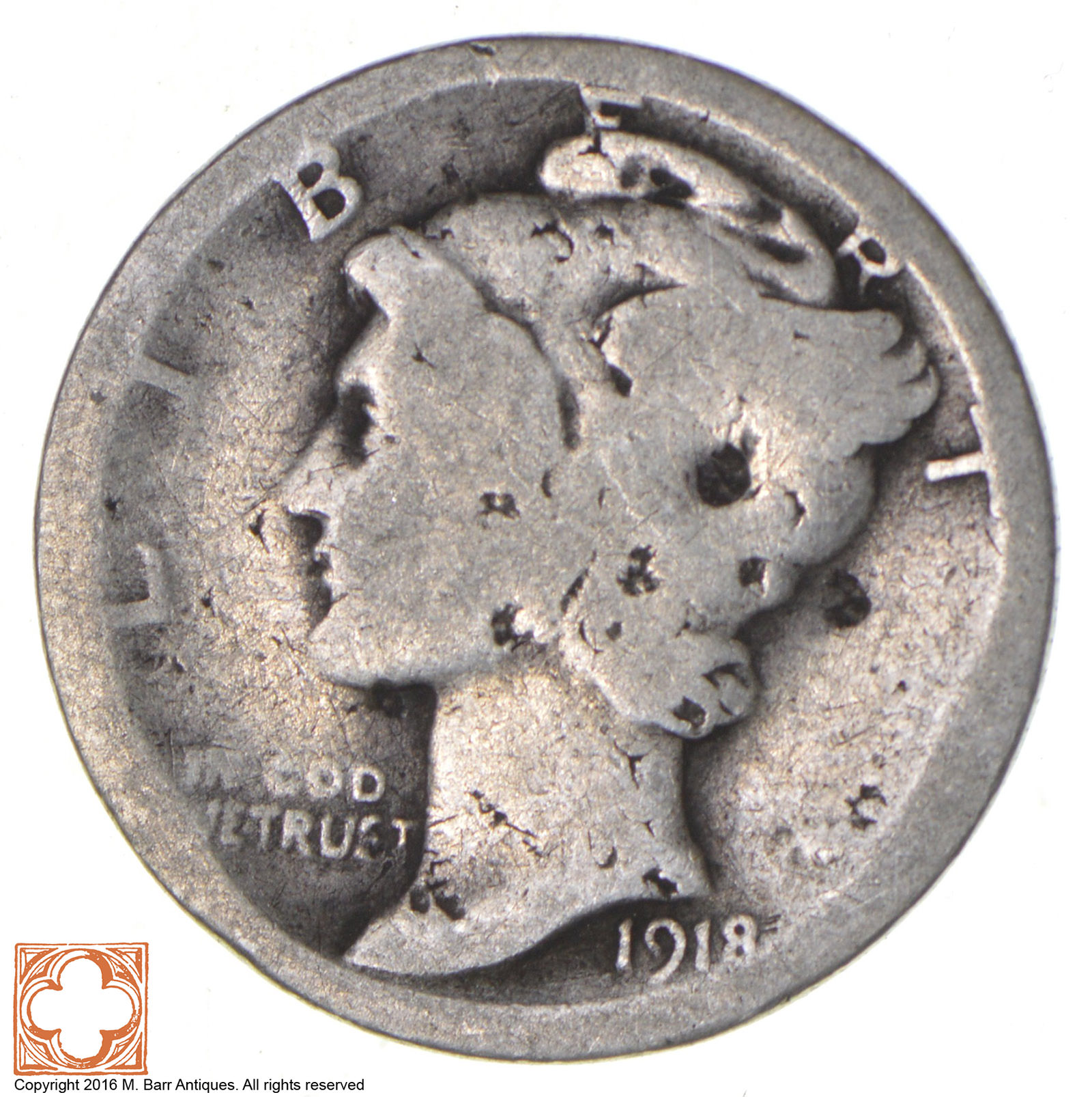 ALMOST 100 Years OLD 1918 Mercury Liberty 90% Silver United States Dime ...