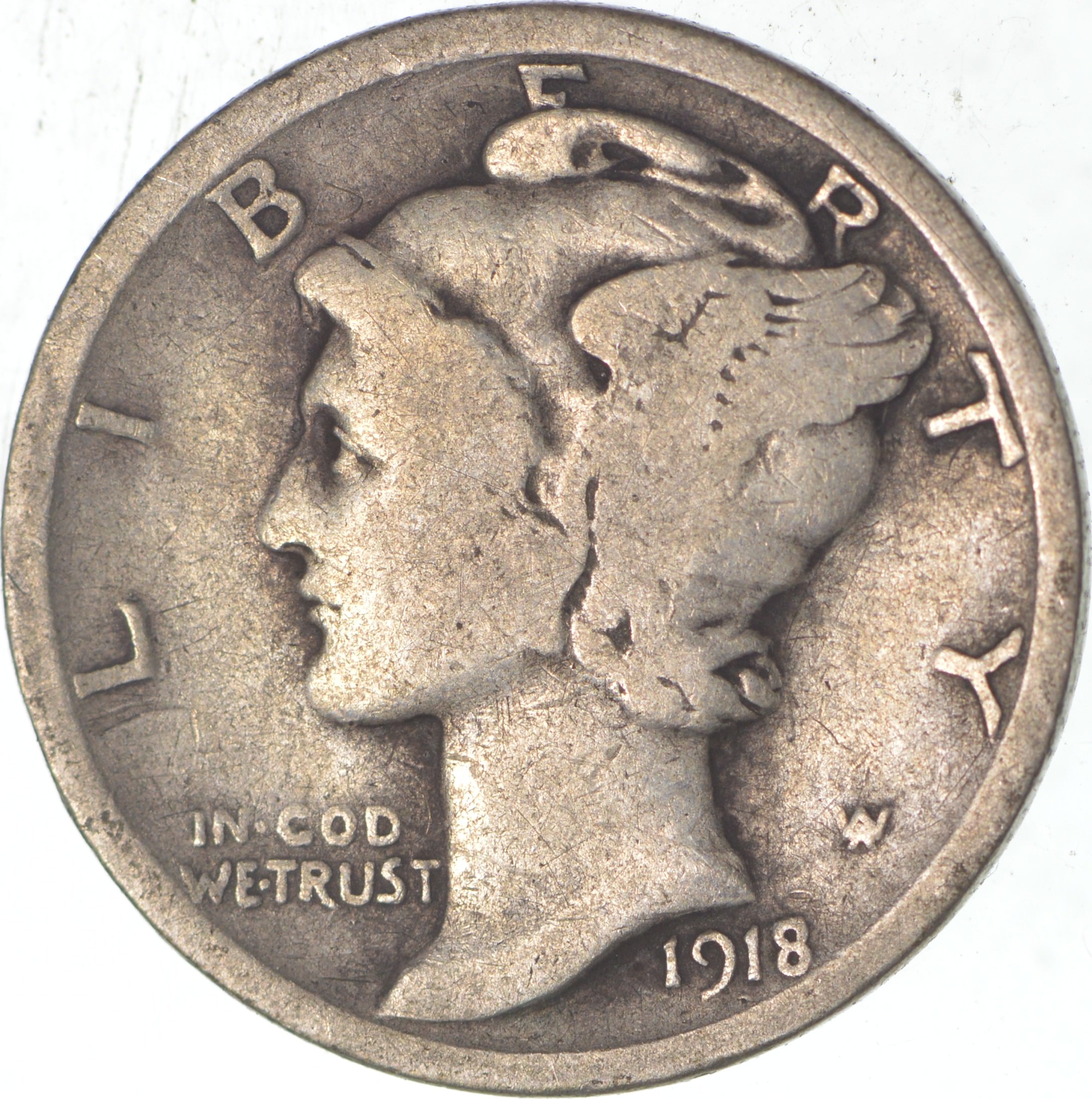 ALMOST 100 Years OLD 1918 Mercury Liberty 90% Silver United States Dime ...