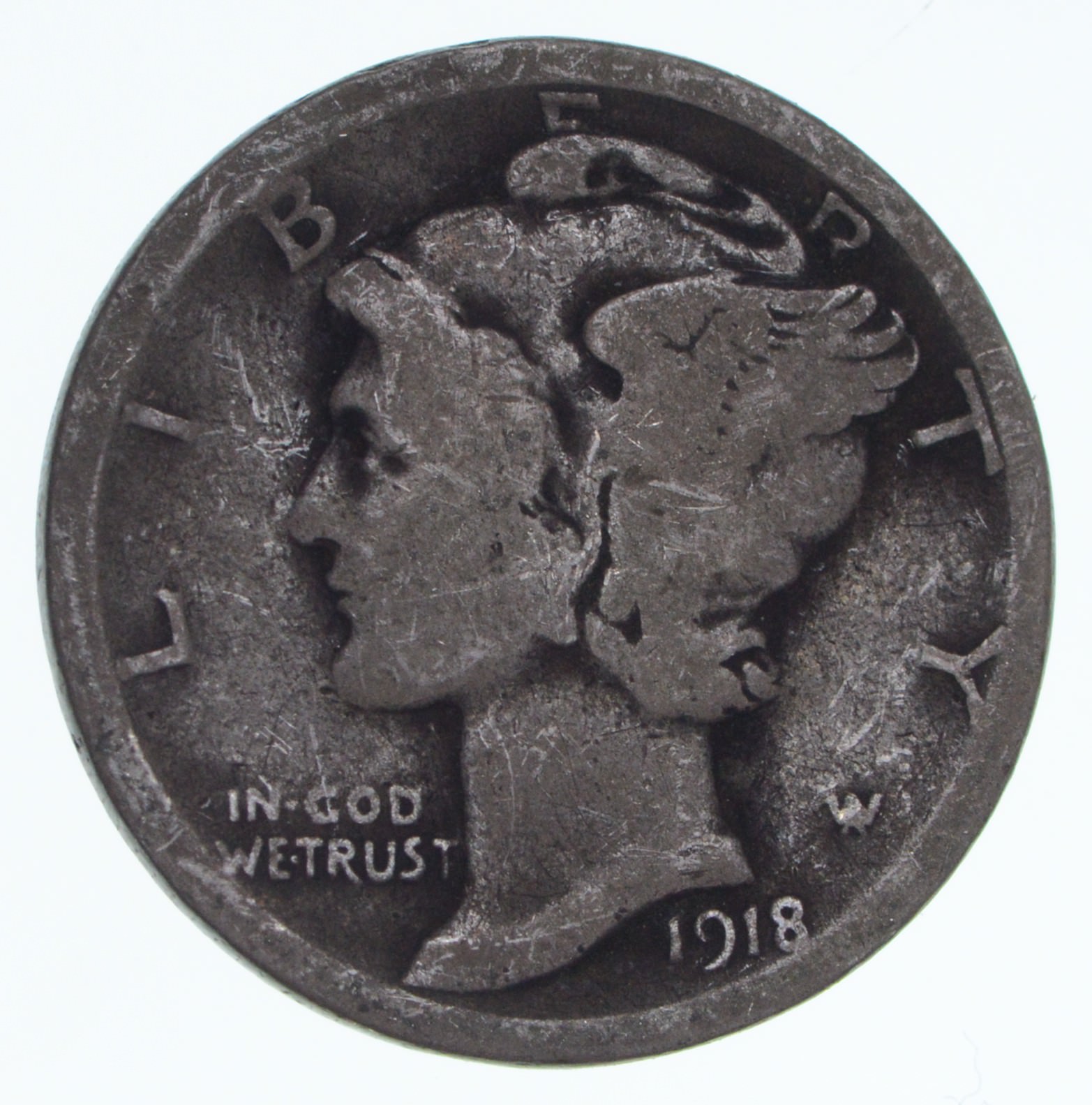 ALMOST 100 Years OLD 1918-D Mercury Liberty 90% Silver United States ...