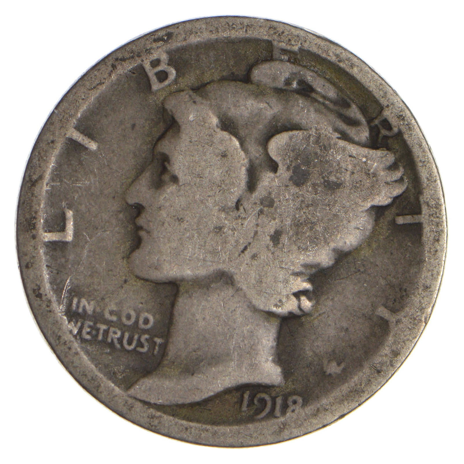 ALMOST 100 Years OLD 1918-D Mercury Liberty 90% Silver United States ...