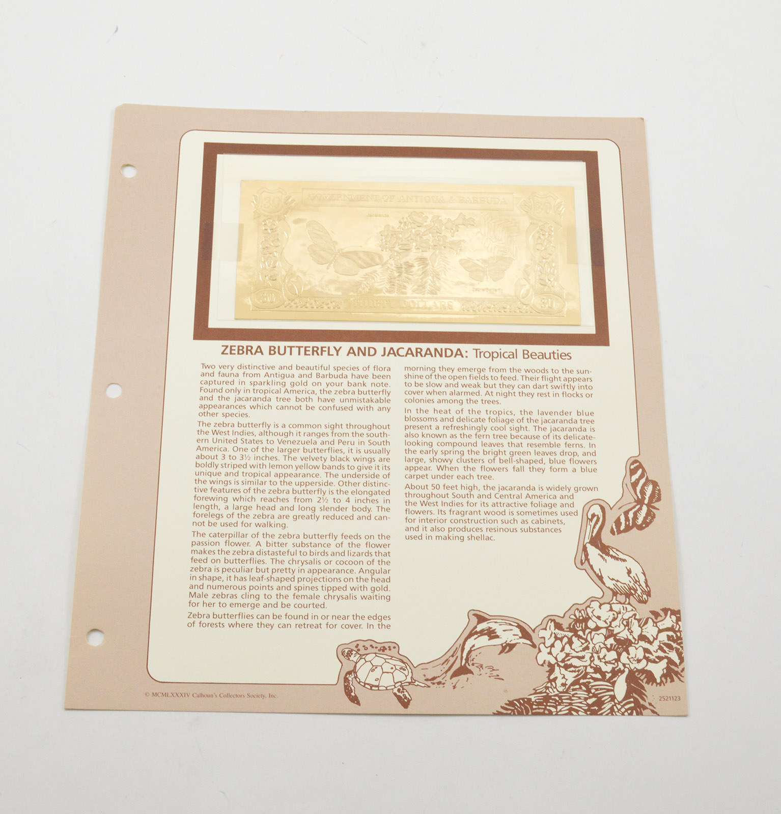 Antigua & Barbuda - $30 Zebra Butterfly & Jacaranda - 22K Gold Bank ...