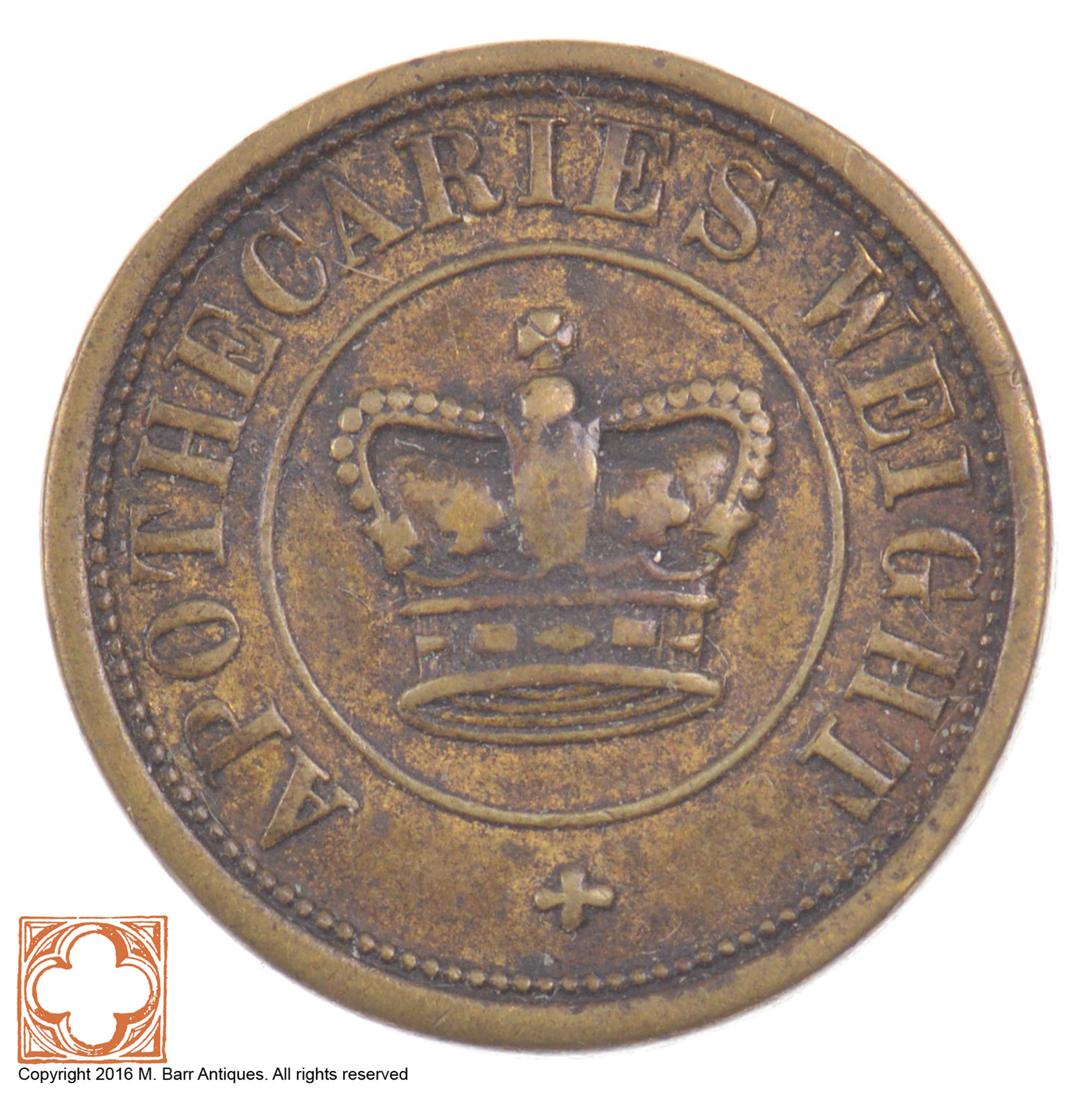 Apothecaries Weight Token One Dram 3J | Property Room