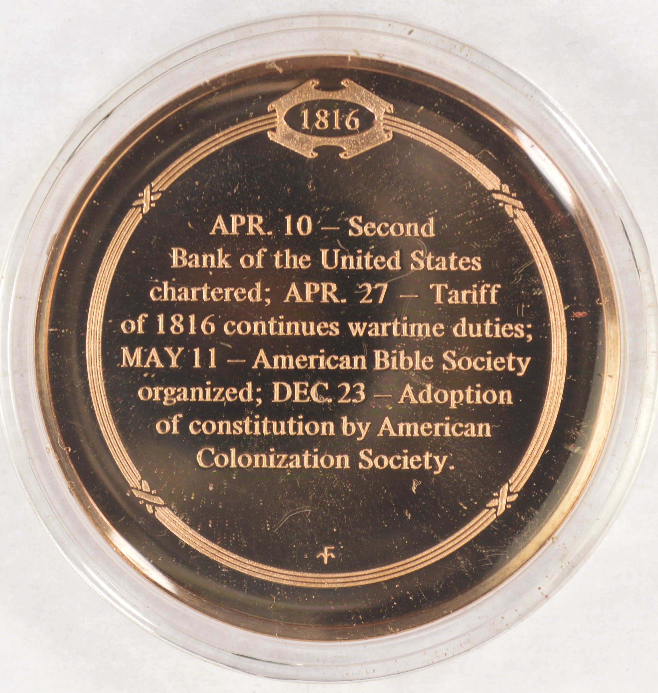 April 10, 1816 Second Bank Of The United States Chartered - Bronze ...