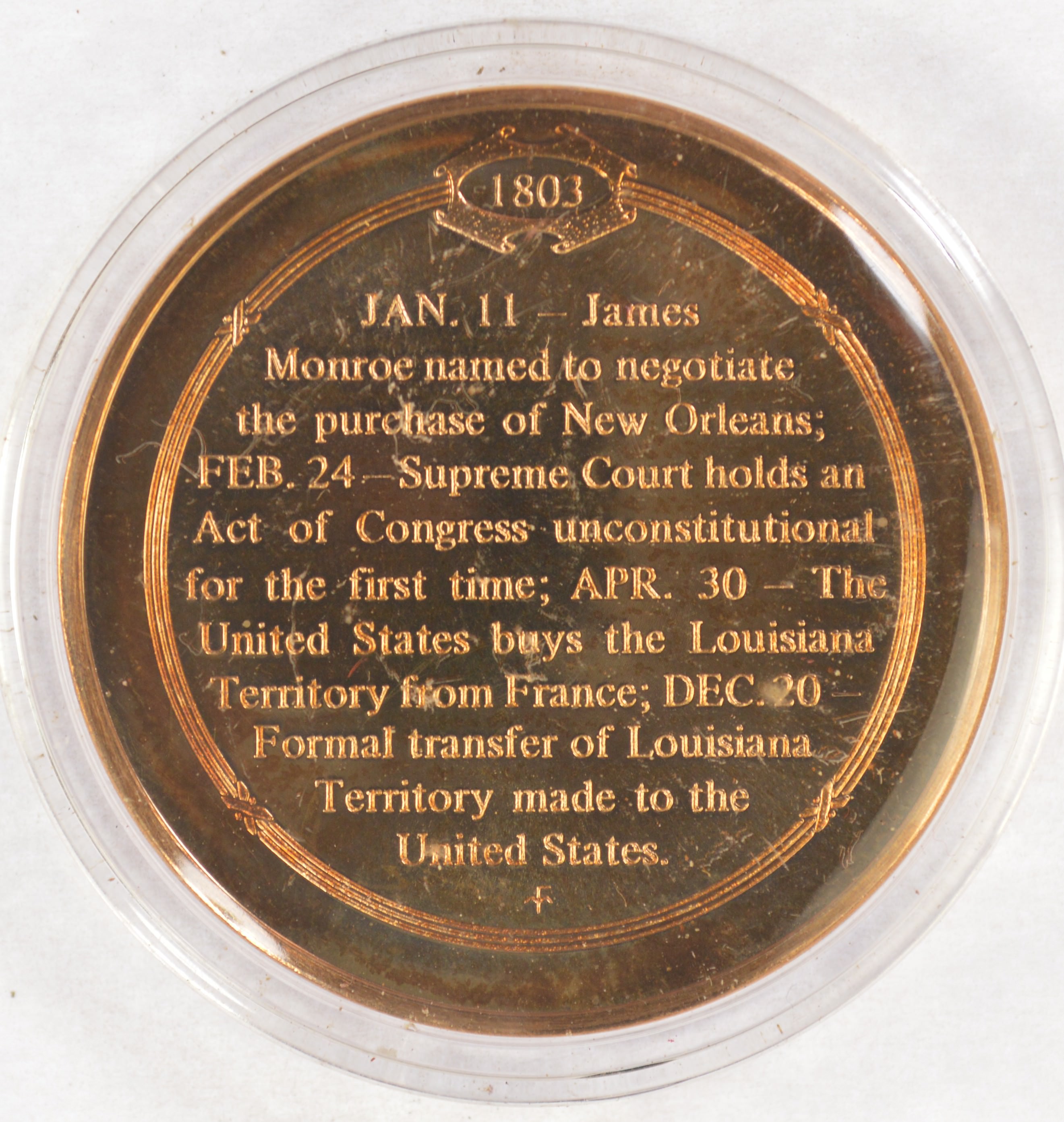 April 30, 1803 Louisiana Territory Purchased From France - Bronze ...