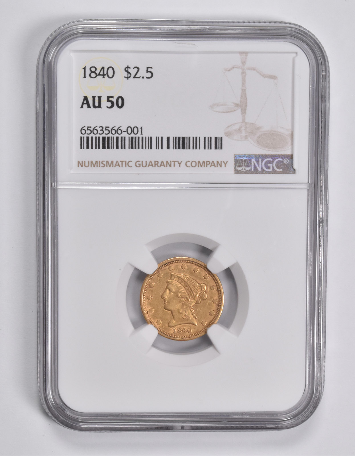 AU50 1840 $2.50 Liberty Head Gold Quarter Eagle NGC | Property Room