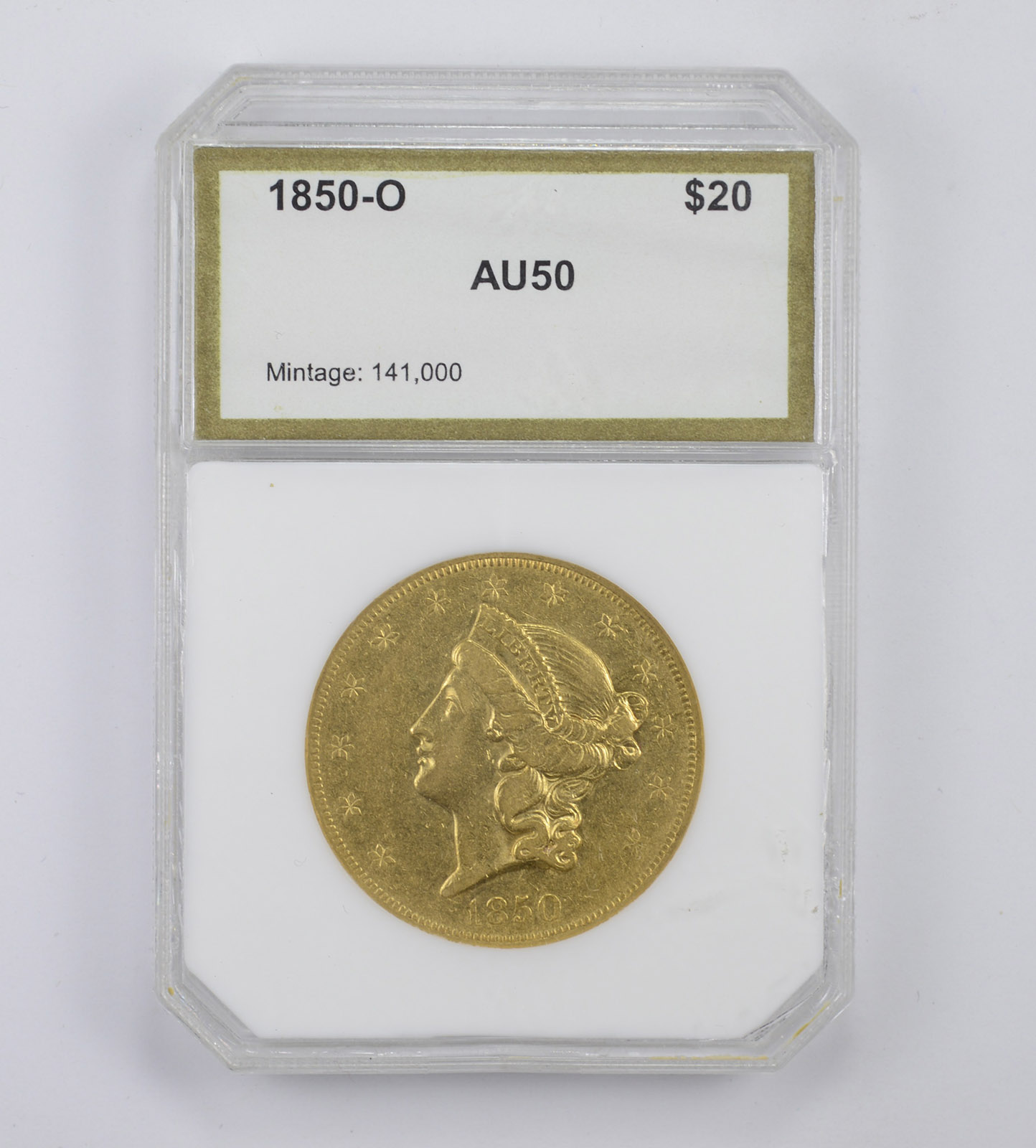 AU50 1850-O $20.00 Liberty Head Gold Double Eagle - Graded PCI | Property Room