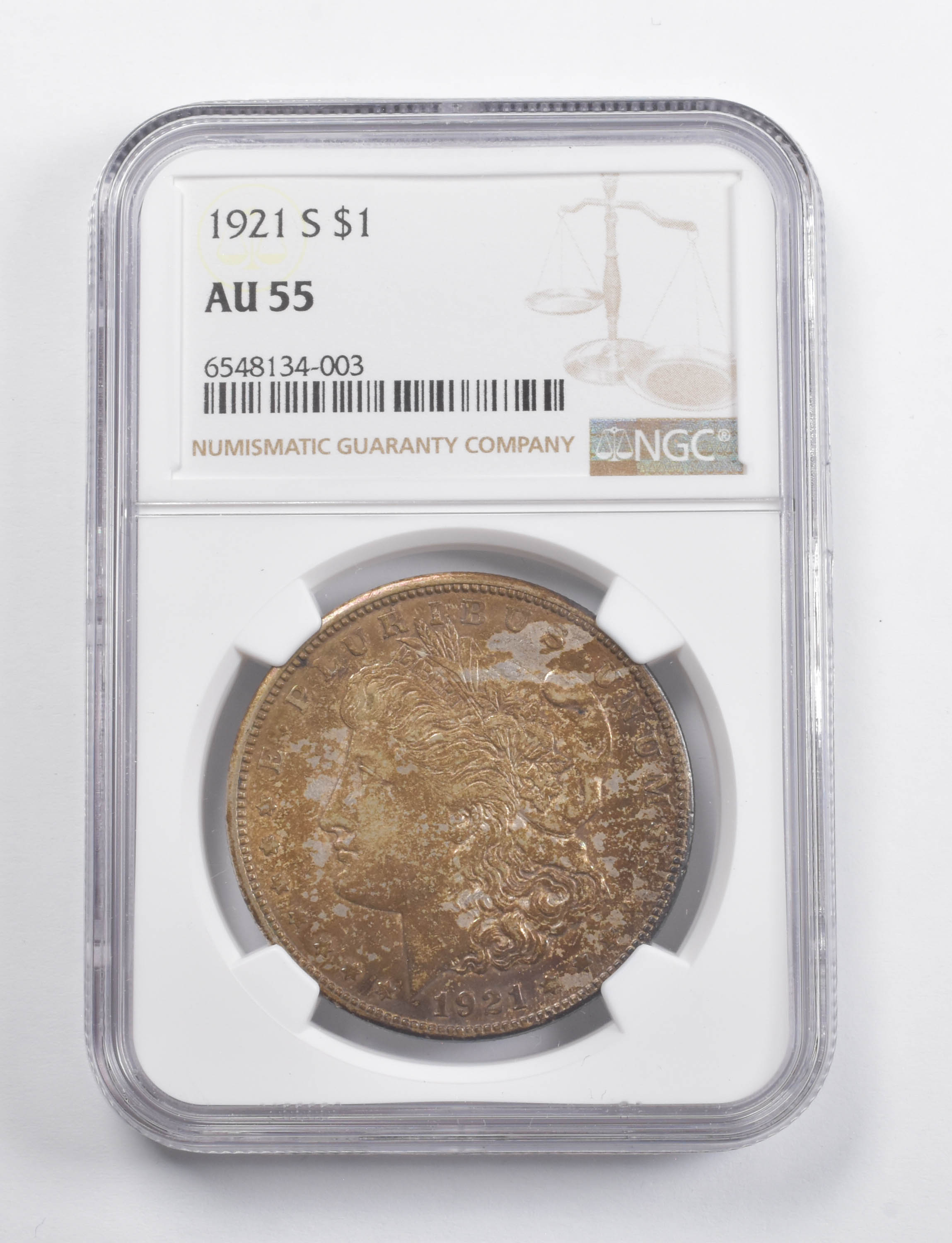 AU55 1921-S Morgan Silver Dollar NGC - Crusty Original Coin | Property Room