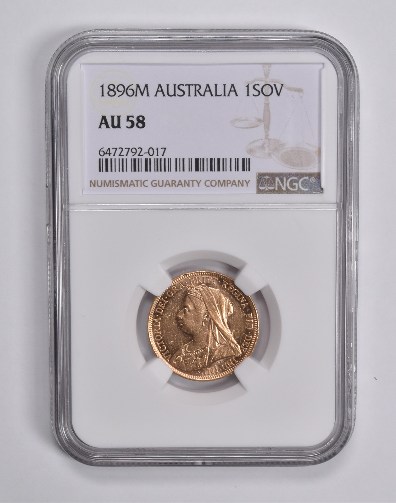 AU58 1896 M Australia Gold 1 Sovereign NGC | Property Room