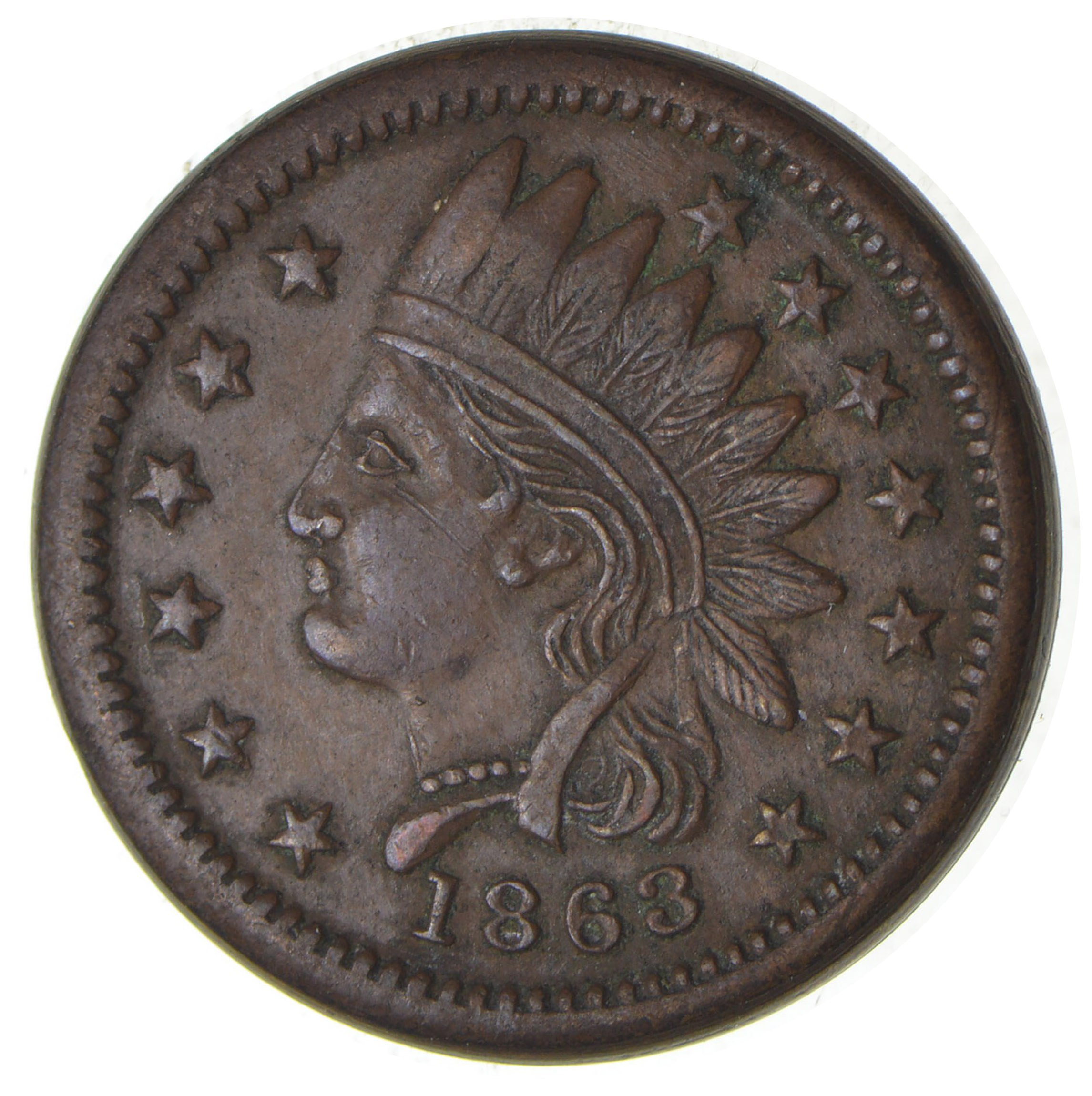 Authentic ORIGINAL 1863 Indian Head / Army & Navy Civil War Token ...