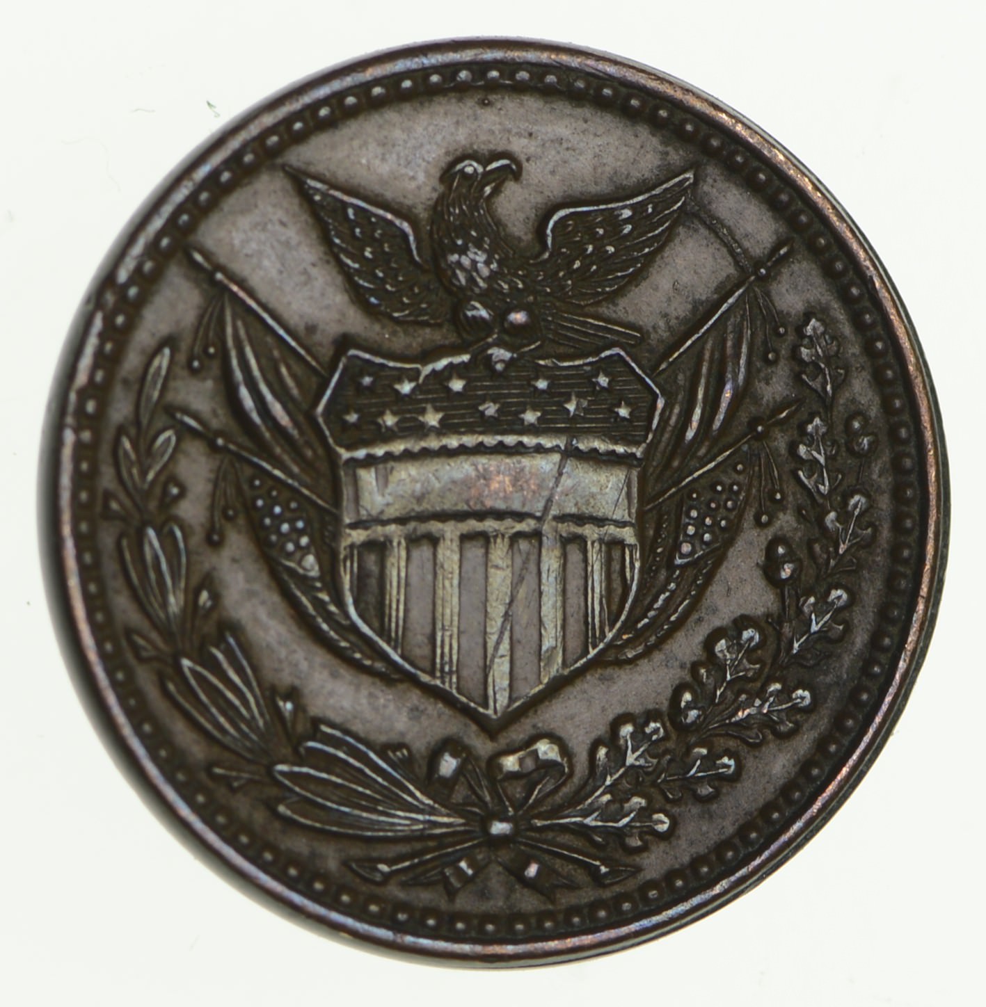 Authentic ORIGINAL Civil War Token - 1861 Flags & Shield | Property Room