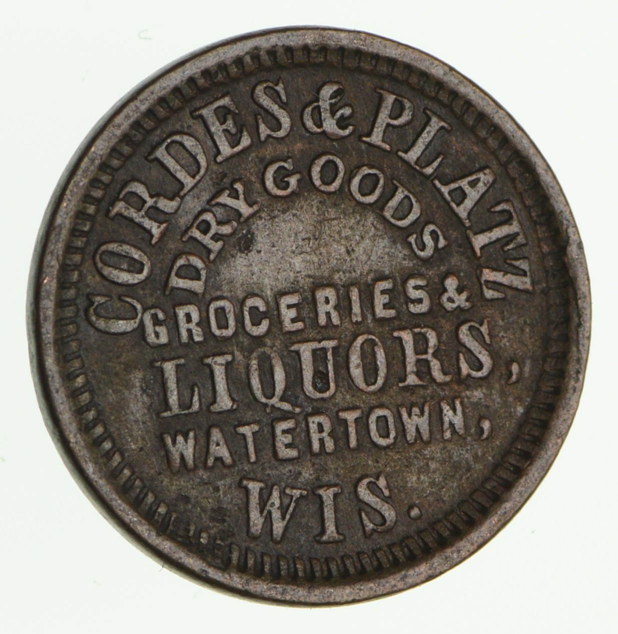 Authentic ORIGINAL Civil War Token - 1863 Corde's & Platz Dry Goods ...