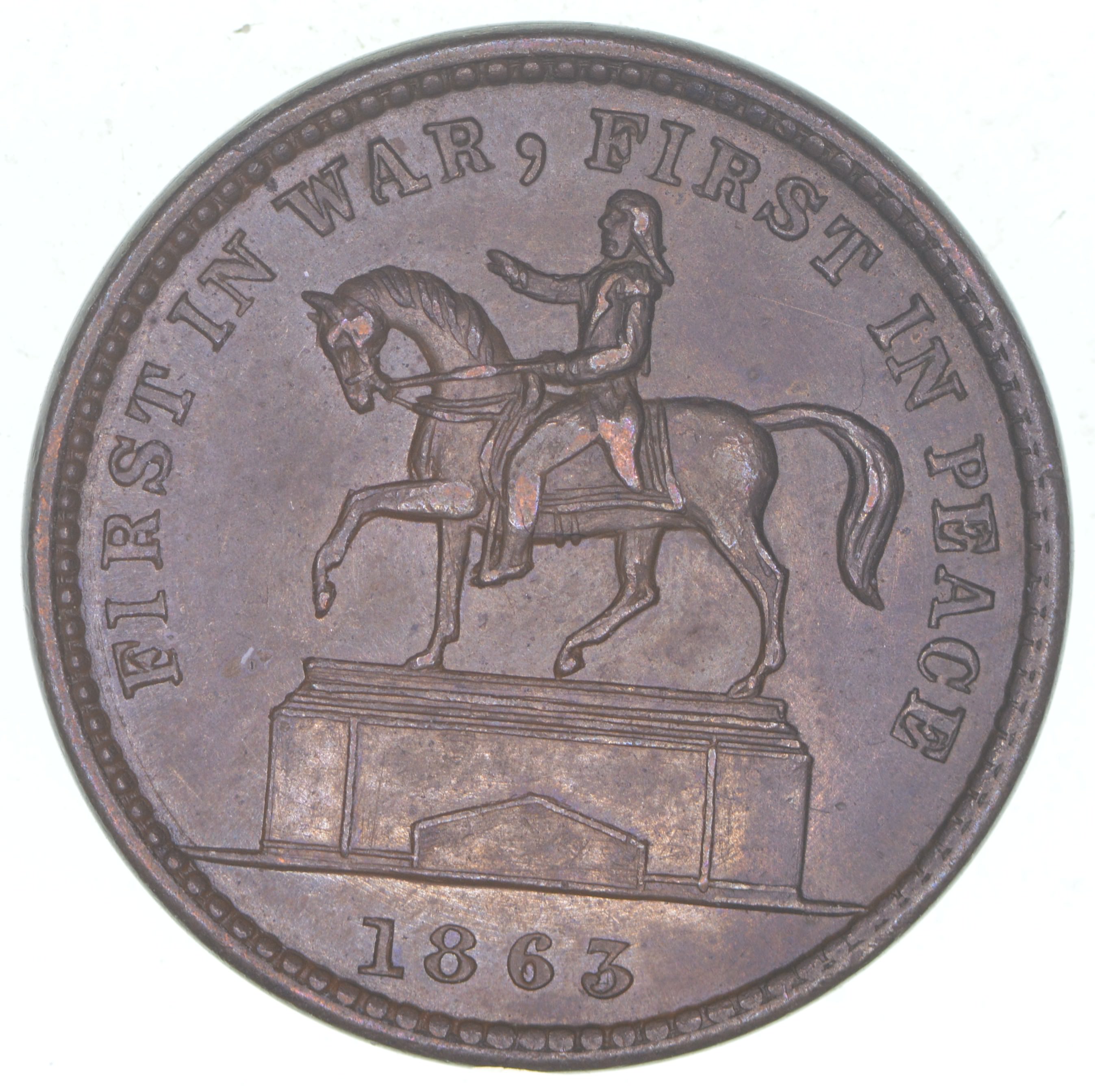 Authentic ORIGINAL Civil War Token - 1863 First In War, First In Peace ...