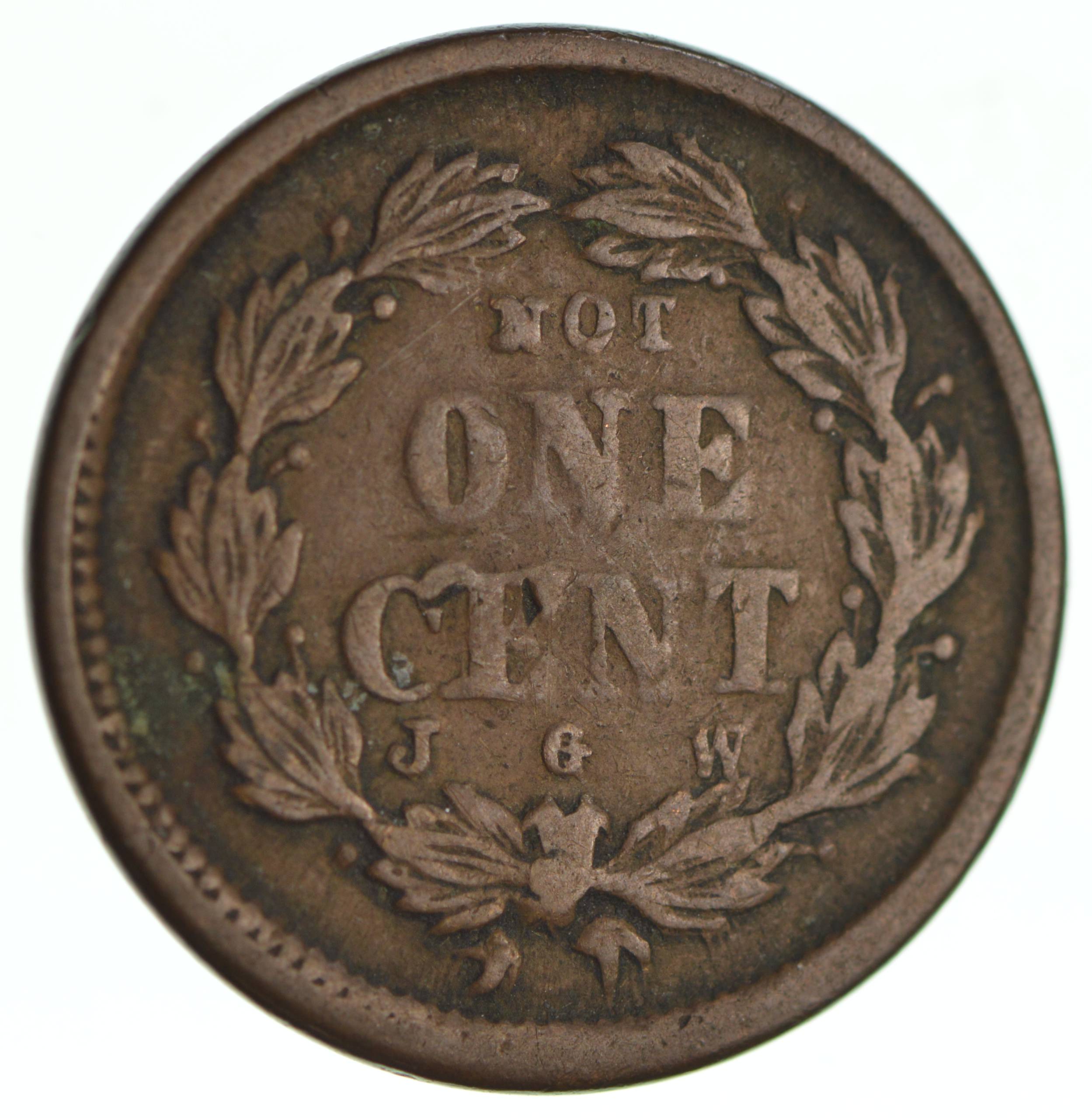 Authentic ORIGINAL Civil War Token - 1863 Indian Head Not One Cent JGW ...