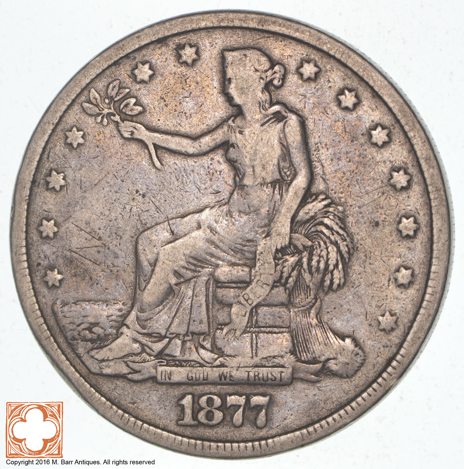 Authentic United States - TRADE Dollar - 1877 - Silver Dollar - RARE ...