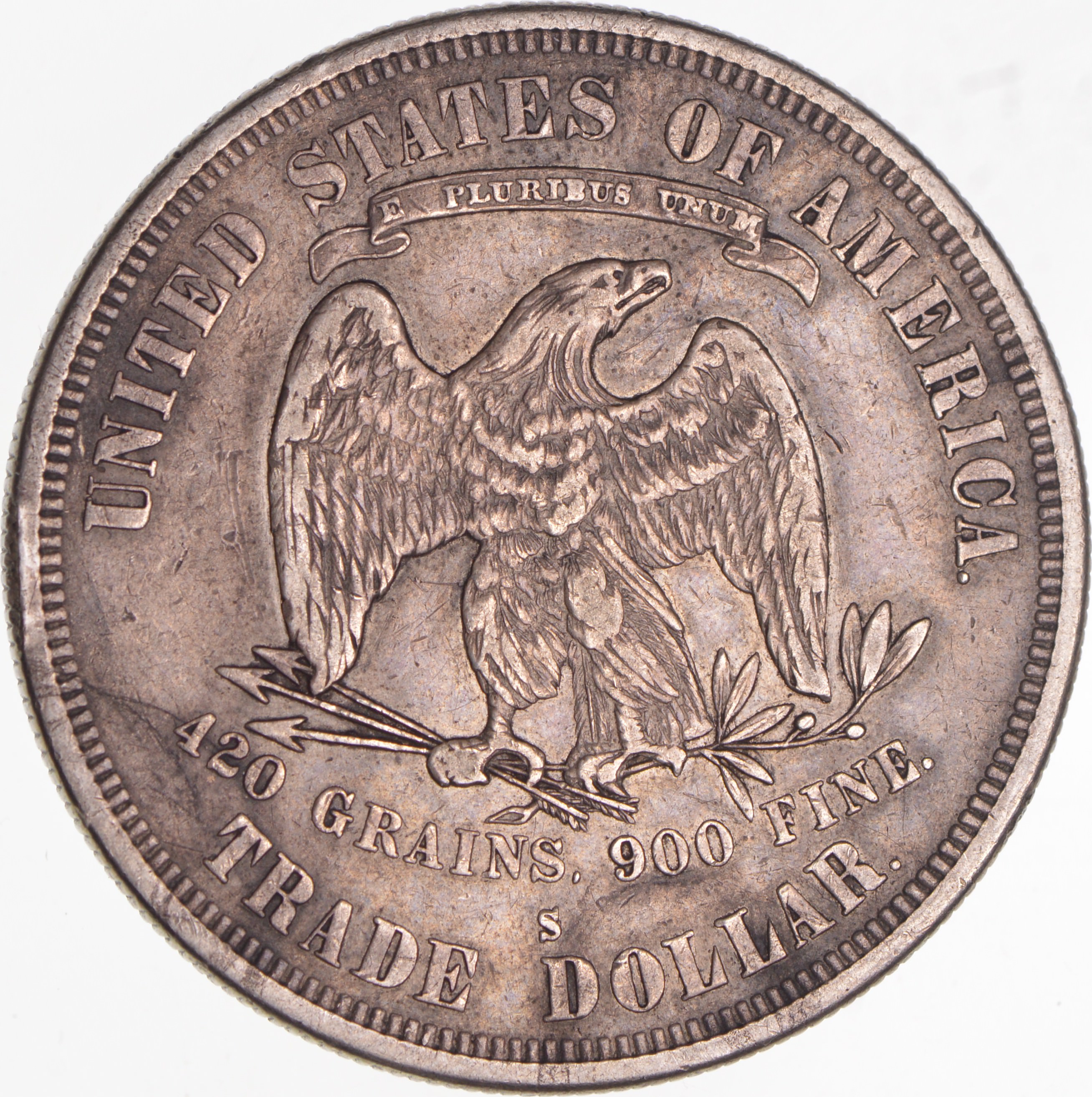 Authentic United States - TRADE Dollar - 1877-S - Silver Dollar - RARE ...