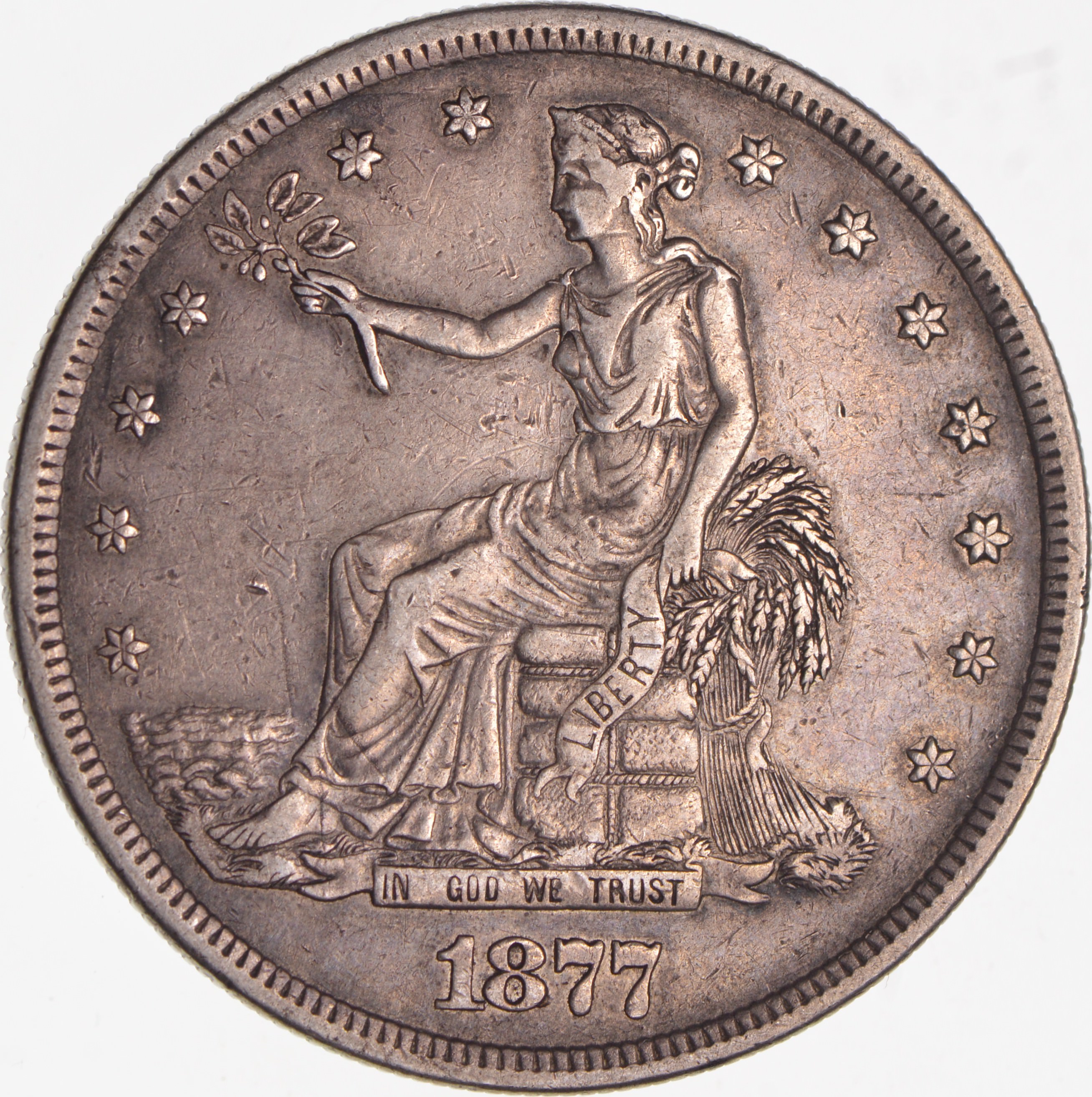 Authentic United States - TRADE Dollar - 1877-S - Silver Dollar - RARE ...