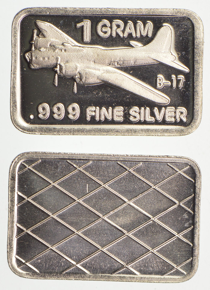 B-17 Airplane - 1 Gram .999 Fine Silver - Custom Designed Silver Bar ...