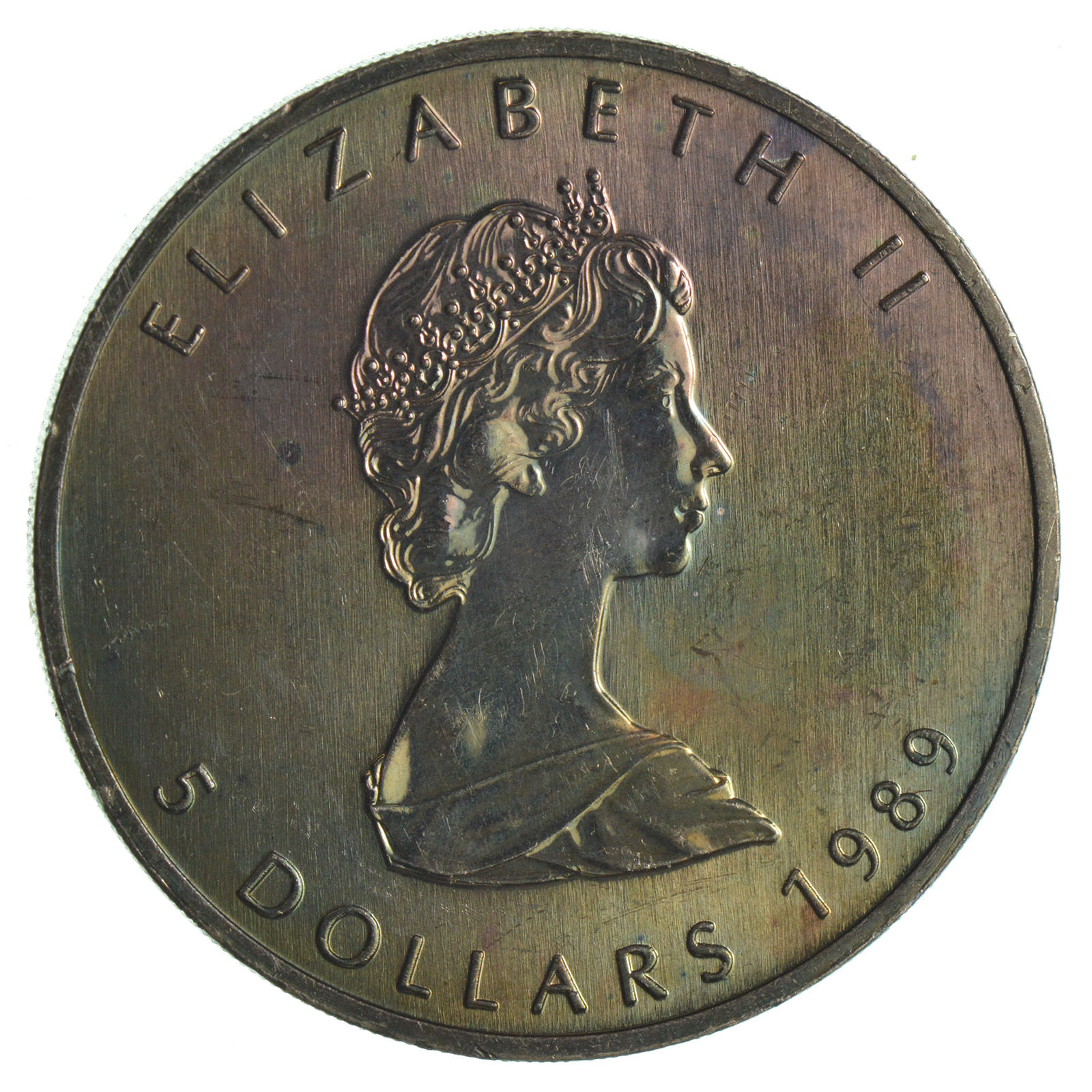 Beautifully Toned - 1989 Canadian $5 Maple Leaf 1 Oz. Silver Coin - One ...