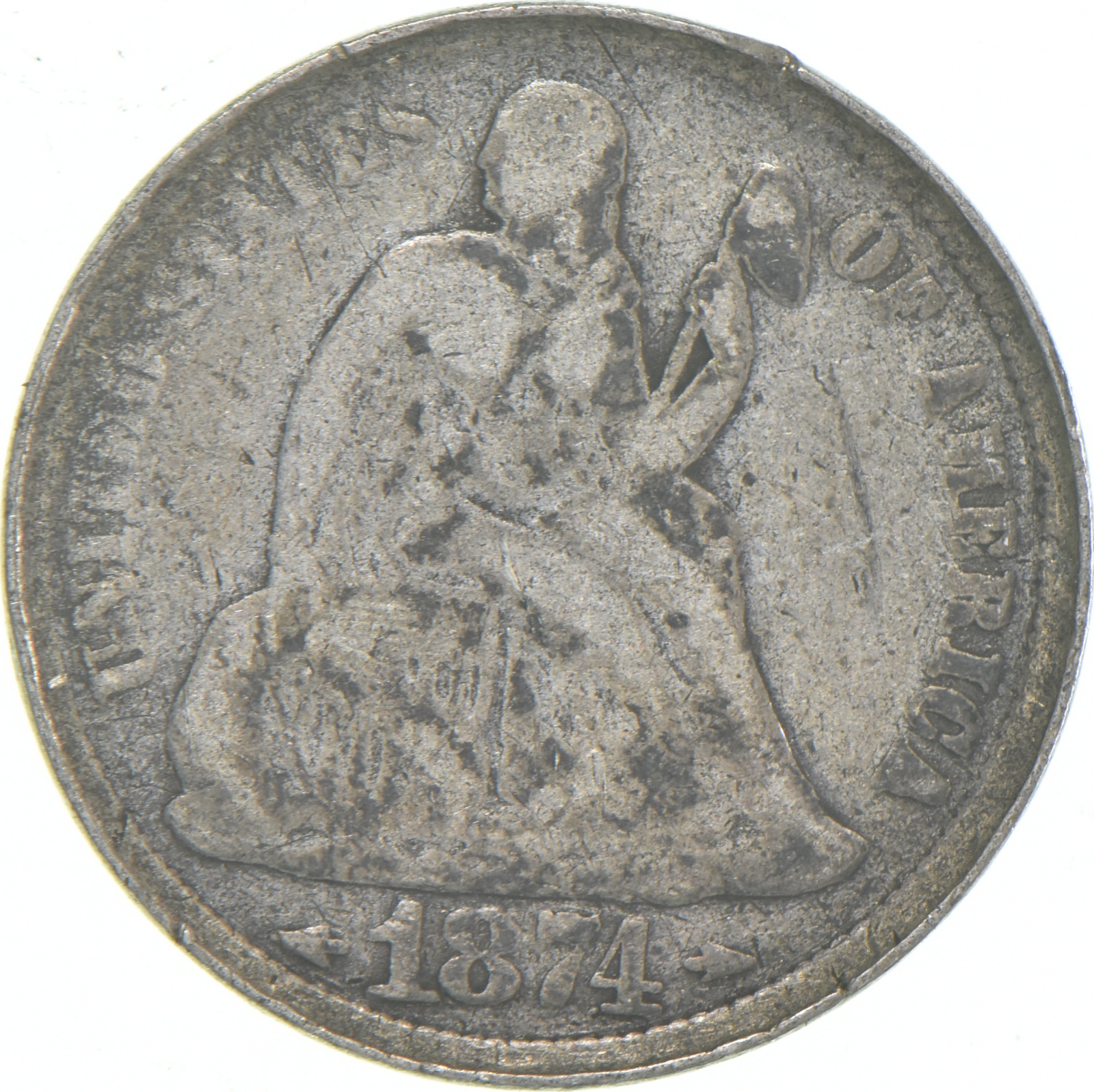 Better 1874 Seated Liberty Dime | Property Room