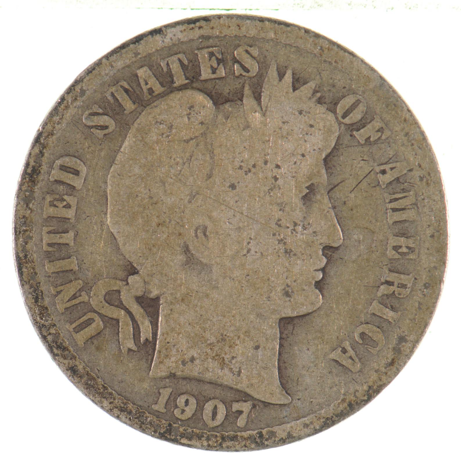 Better 1907 US Barber Liberty Silver Dime Coin Collection Lot Set Break ...